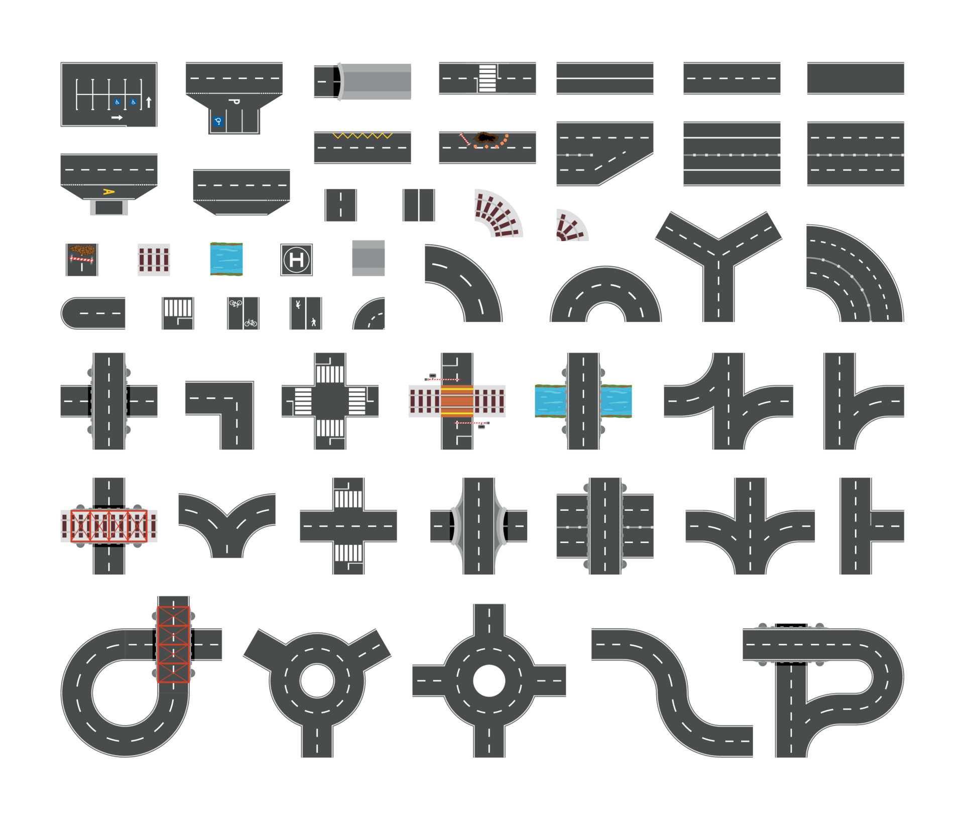 Set of Roads 9502319 Vector Art at Vecteezy