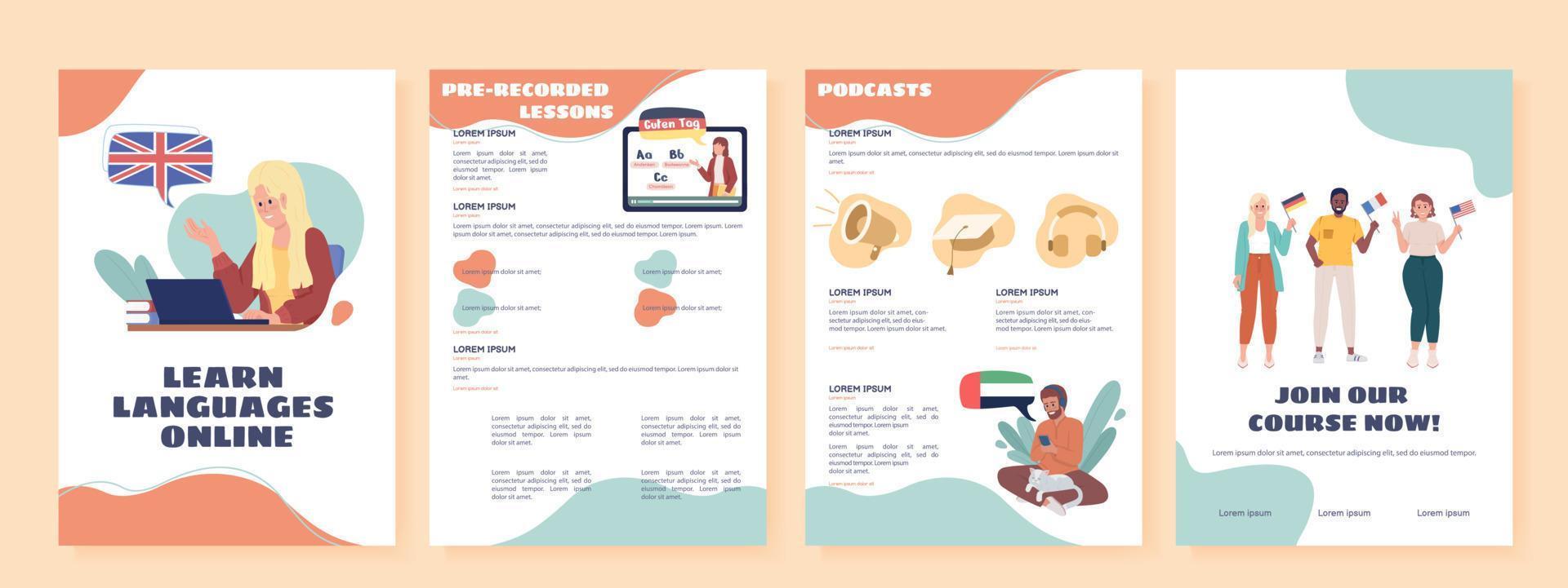 Learn languages online flat vector brochure template. Booklet, leaflet ... Learn languages online flat vector brochure template. Booklet, leaflet ...