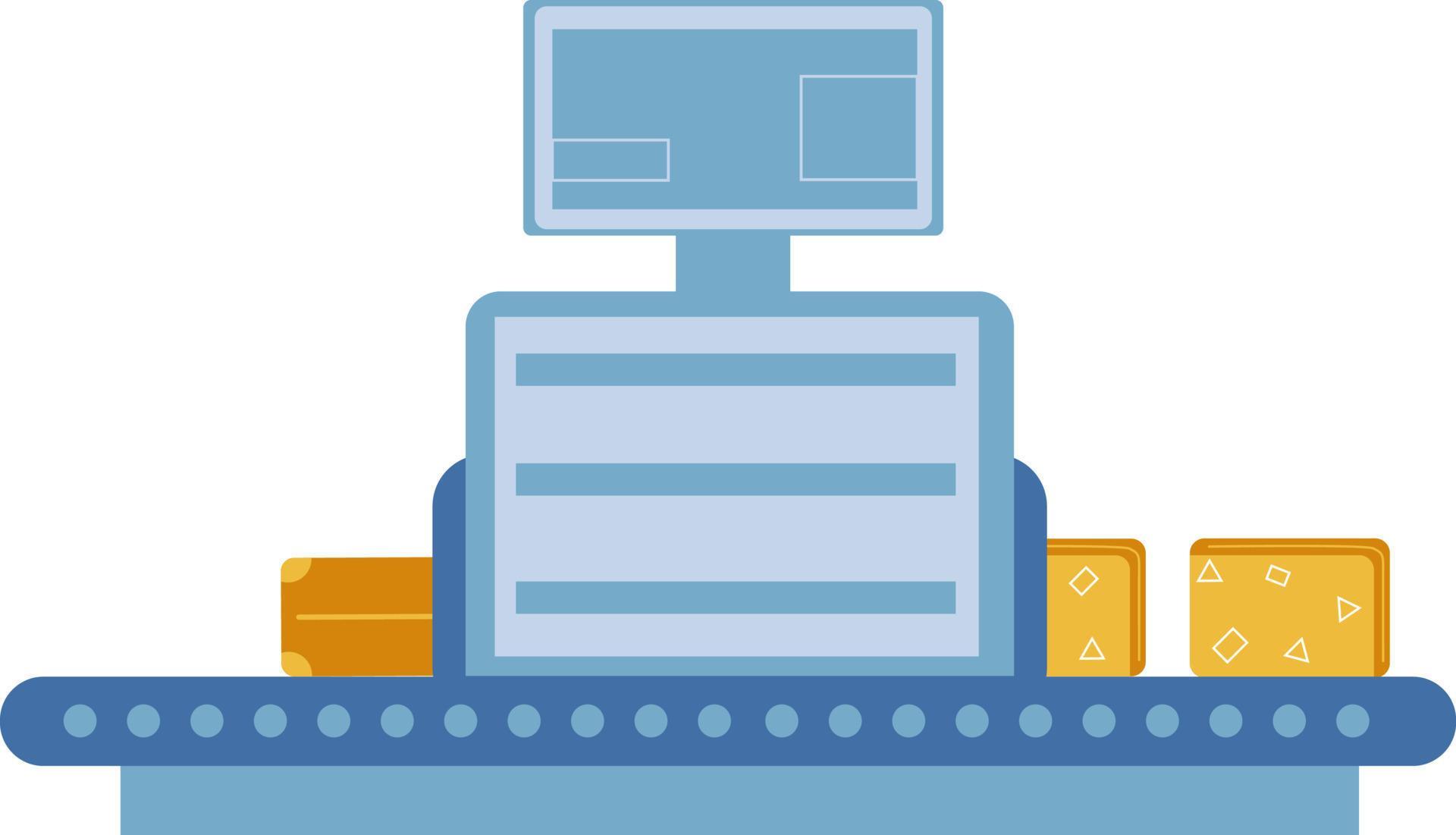 Luggage Scanner In Airport Semi Flat Color Vector Object Security