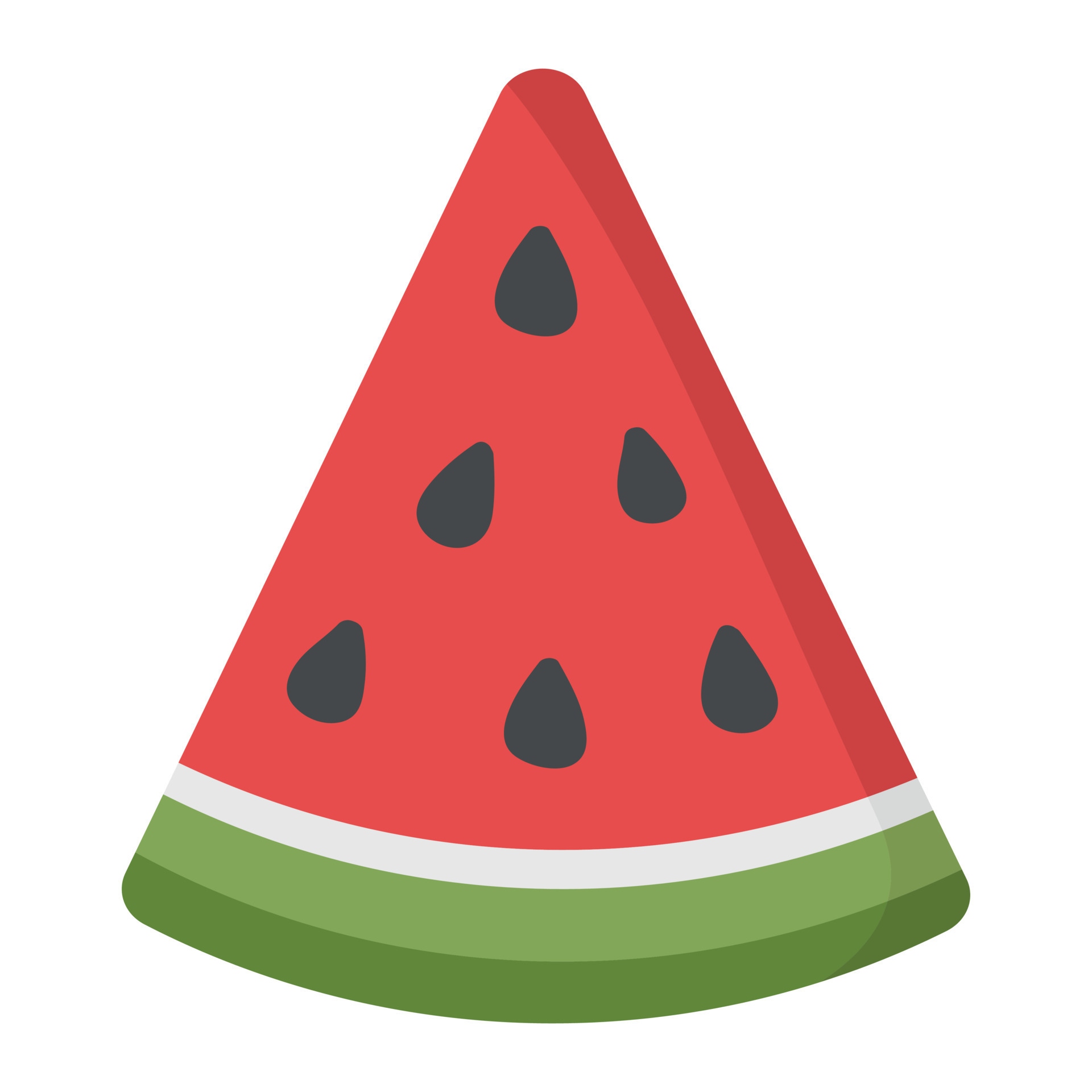 A piece of sweet watermelon. Flat doodle clipart. All objects are ...