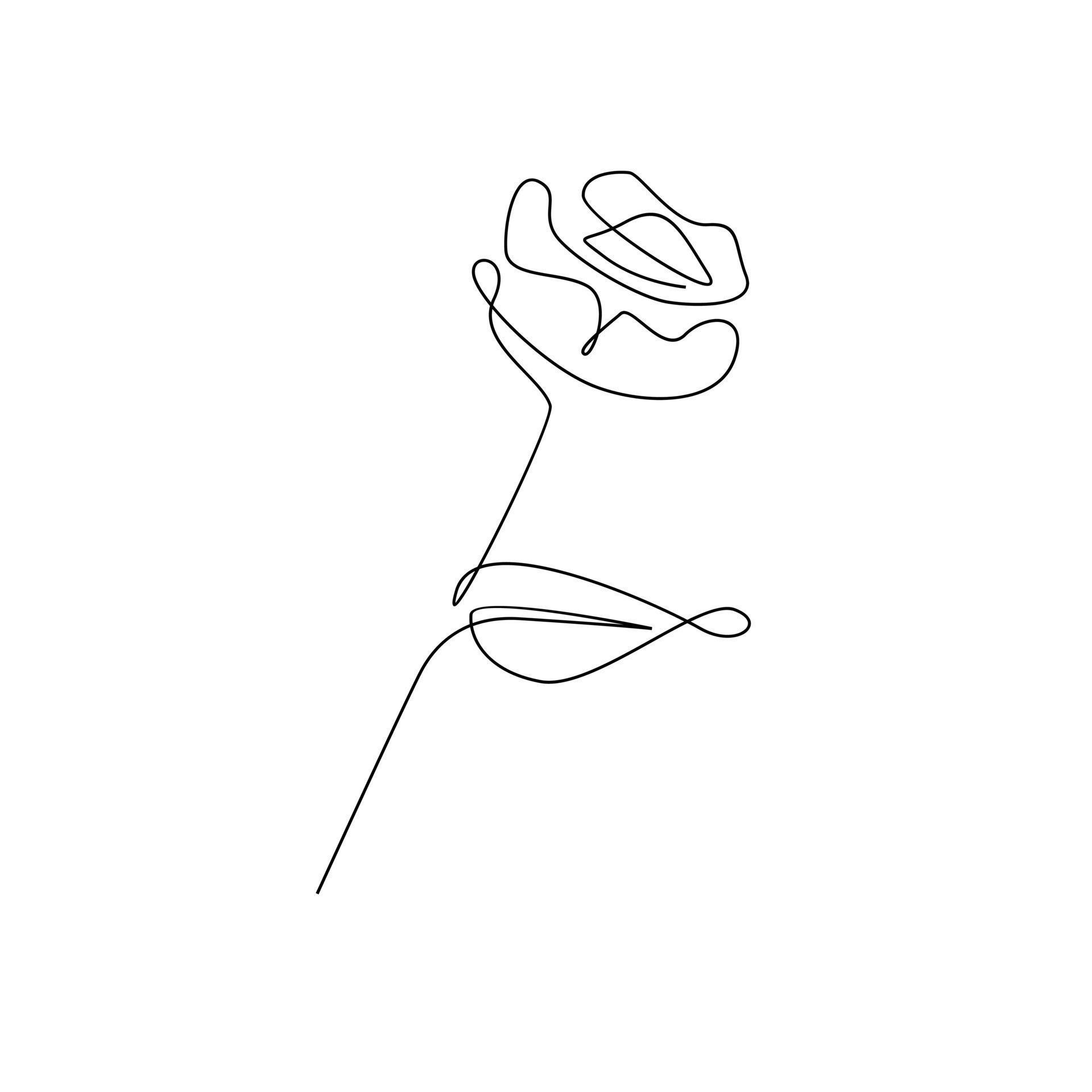 Rose Flower One Continuous Line Vector Illustration 9516127 Vector Art