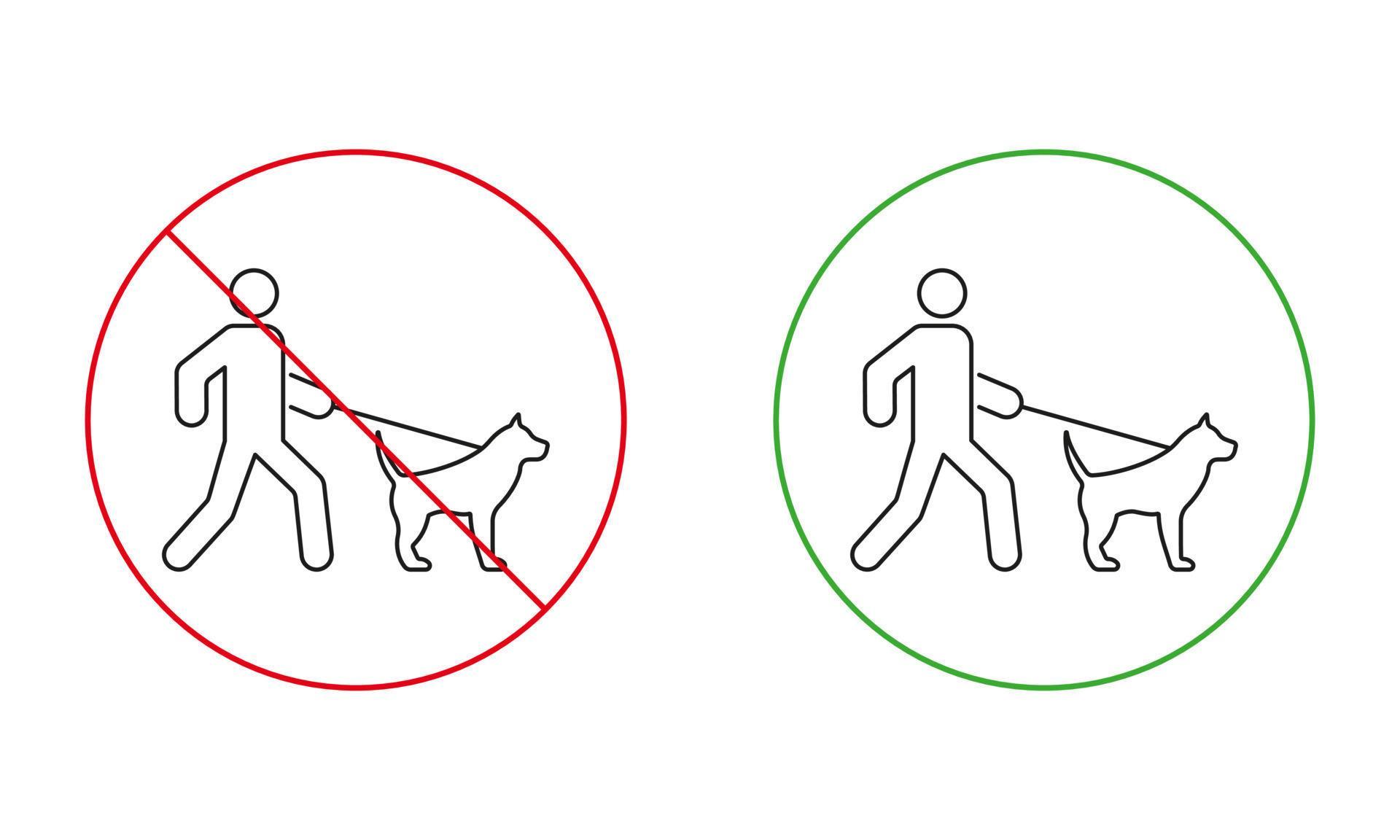 Ban Zone for Walking Dog Line Icon. Prohibit Stroll Red Stop Circle ... Ban Zone for Walking Dog Line Icon. Prohibit Stroll Red Stop Circle ...