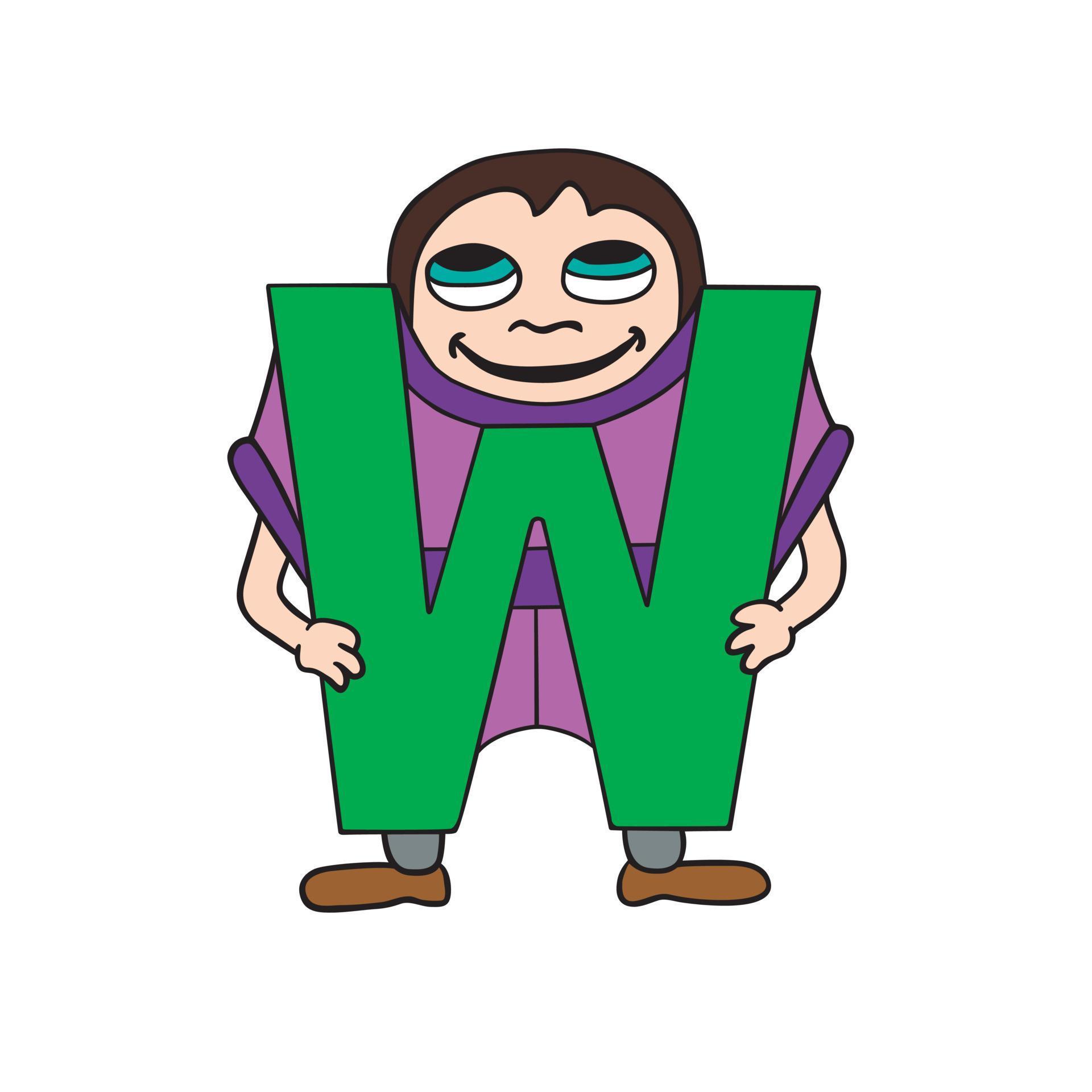 Child English alphabet letter W vector 9518708 Vector Art at Vecteezy