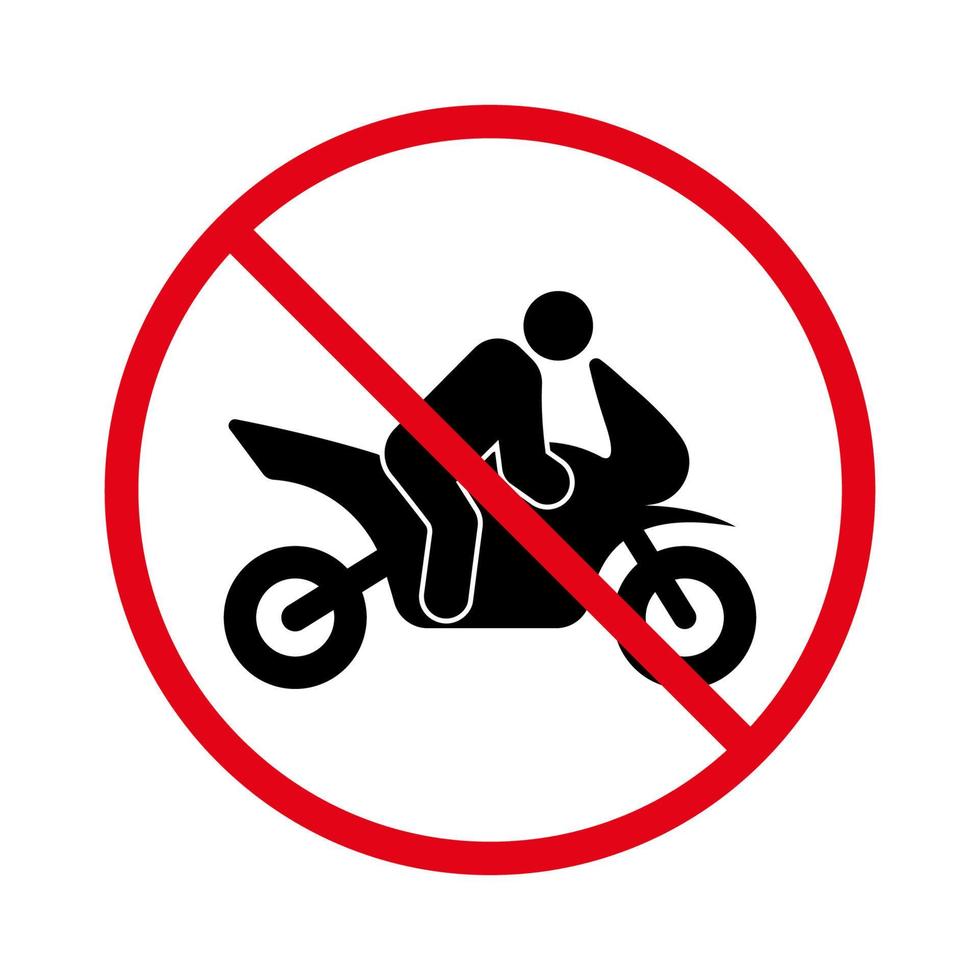 icono de silueta negra de prohibición de transporte de motocicletas. pictograma de motociclista ...