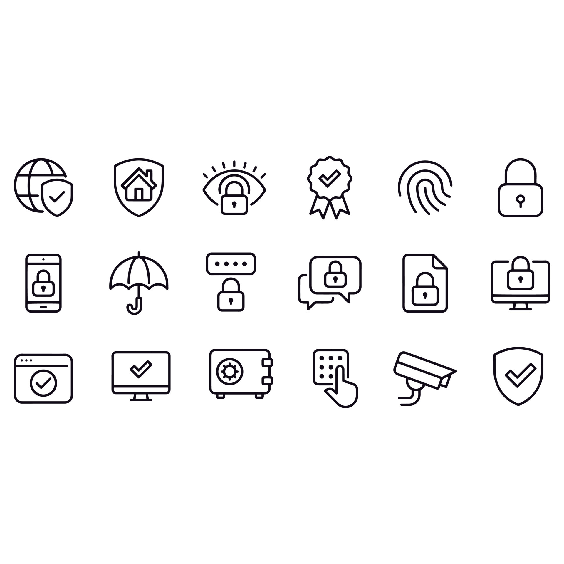 Security Line Icons Vector Design 9520371 Vector Art At Vecteezy