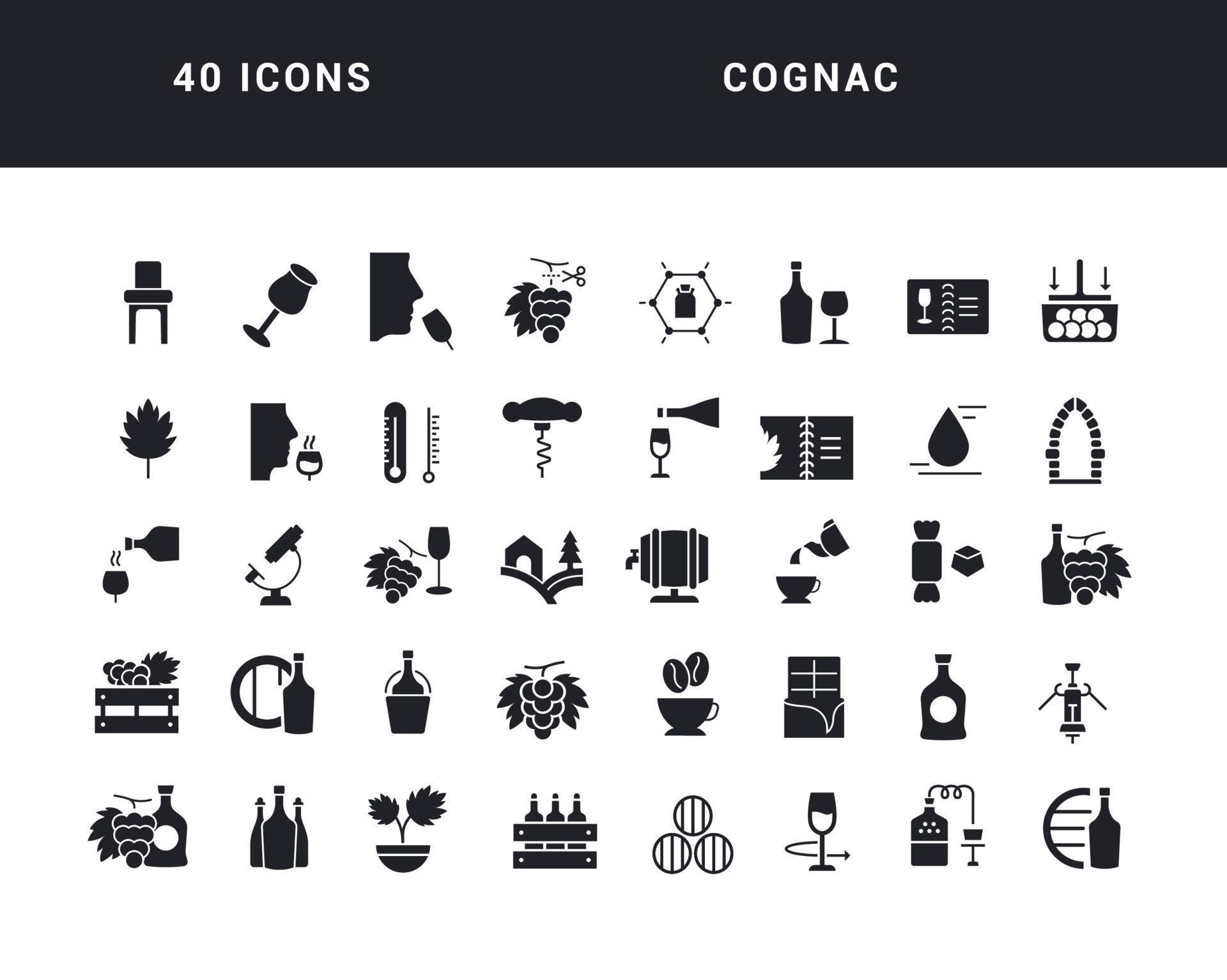 Set of simple icons of Cognac 9534527 Vector Art at Vecteezy