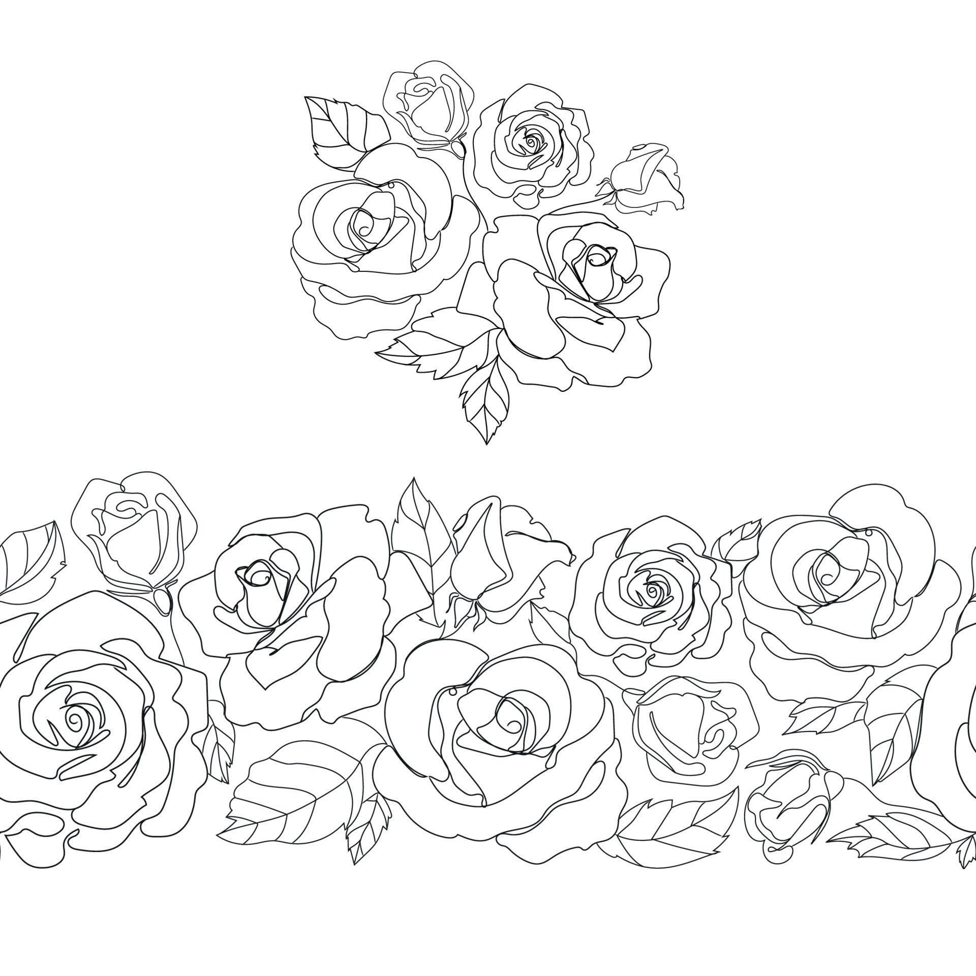 Floral Seamless pattern border with Roses for decoration design, vector ...