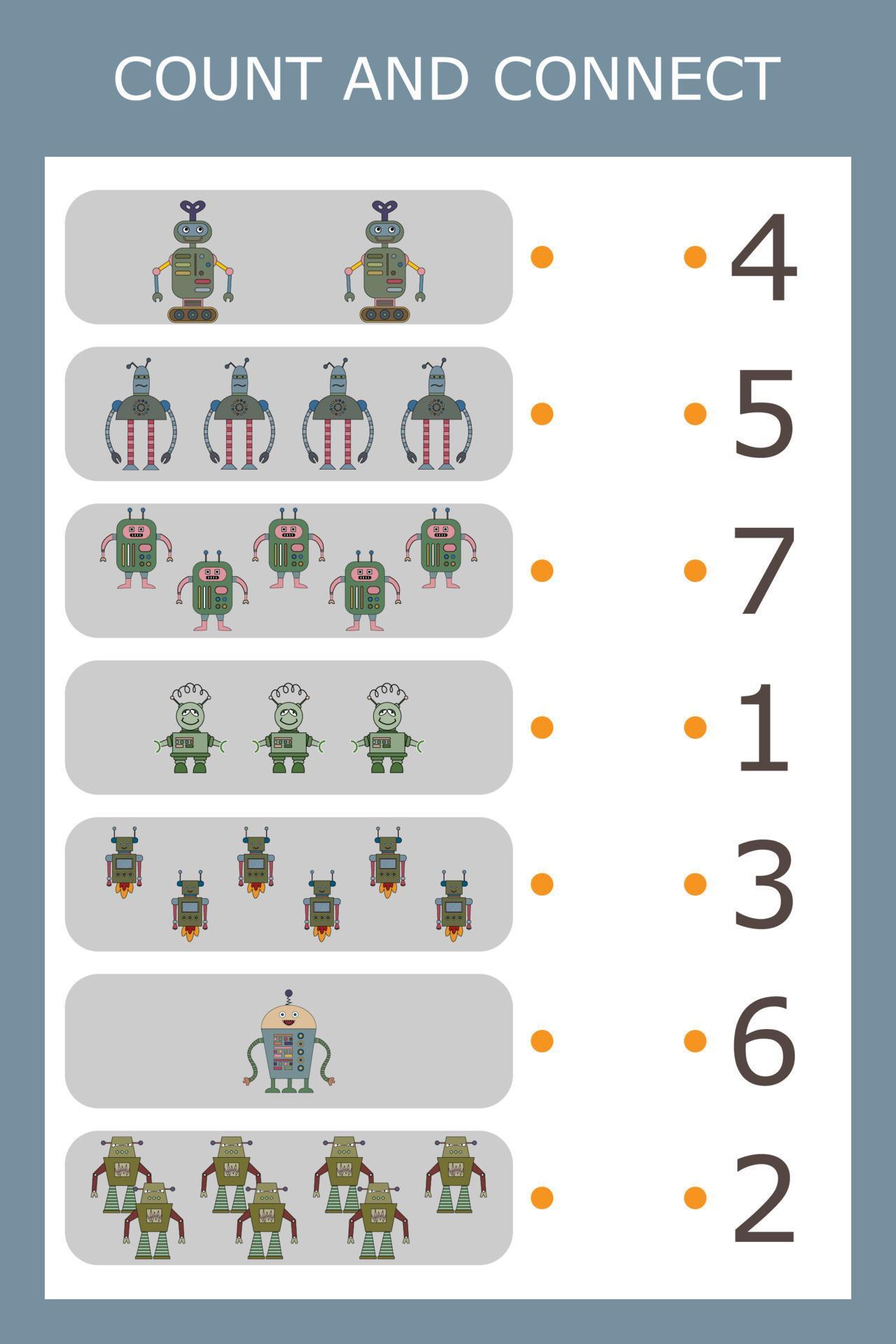 Counting Game for Preschool Children. Count how many robots 9537881 ...