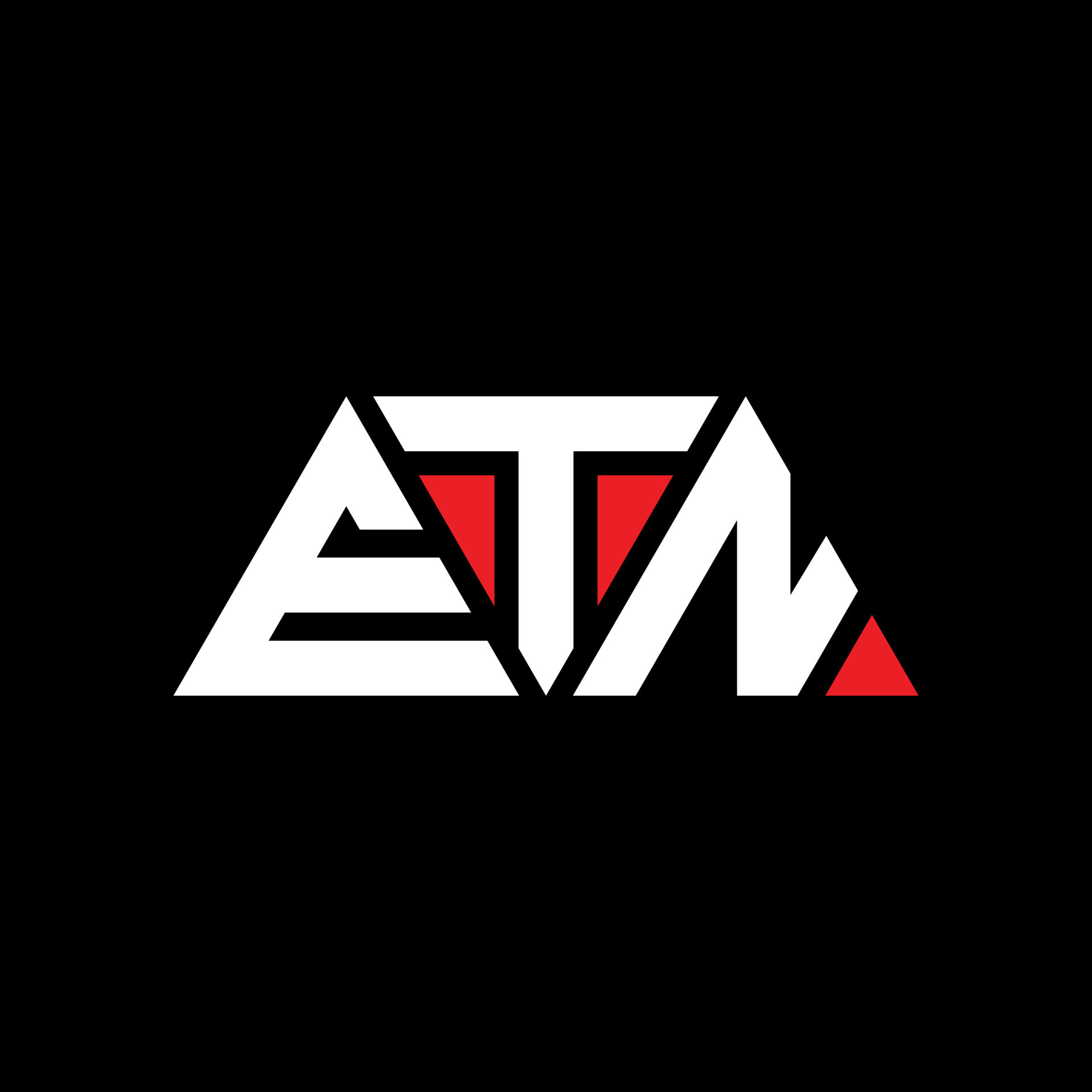 etn diseño de logotipo de letra triangular con forma de triángulo. monograma de diseño de ...