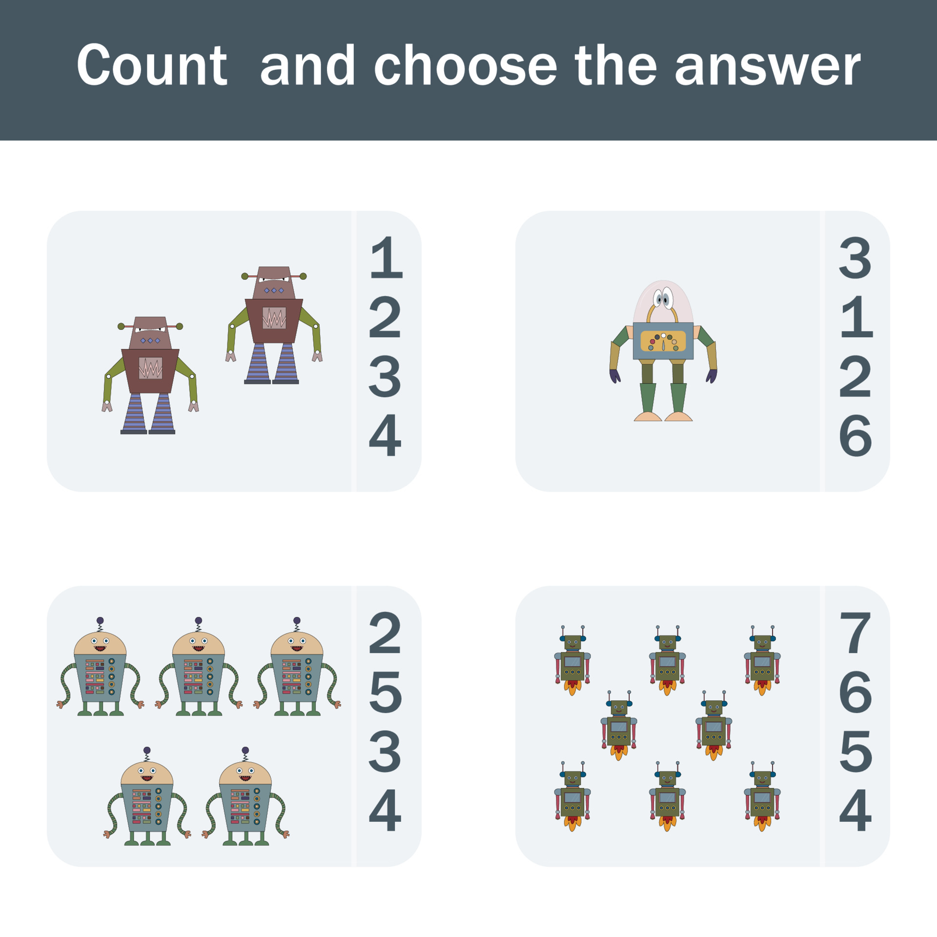 Counting Game for Preschool Children. Count how many robots 9544236 ...