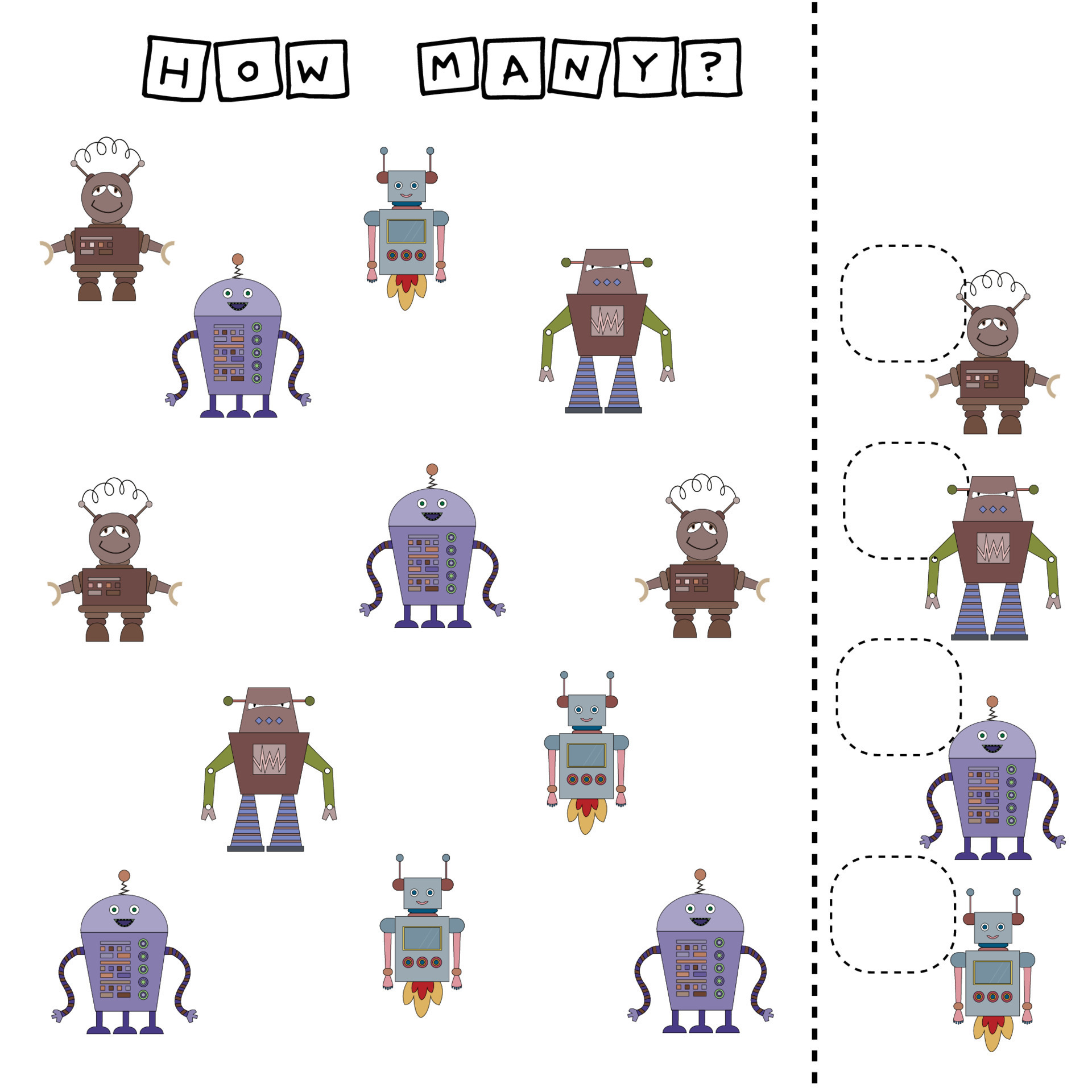 Counting Game for Preschool Children. Count how many robots 9544357 ...