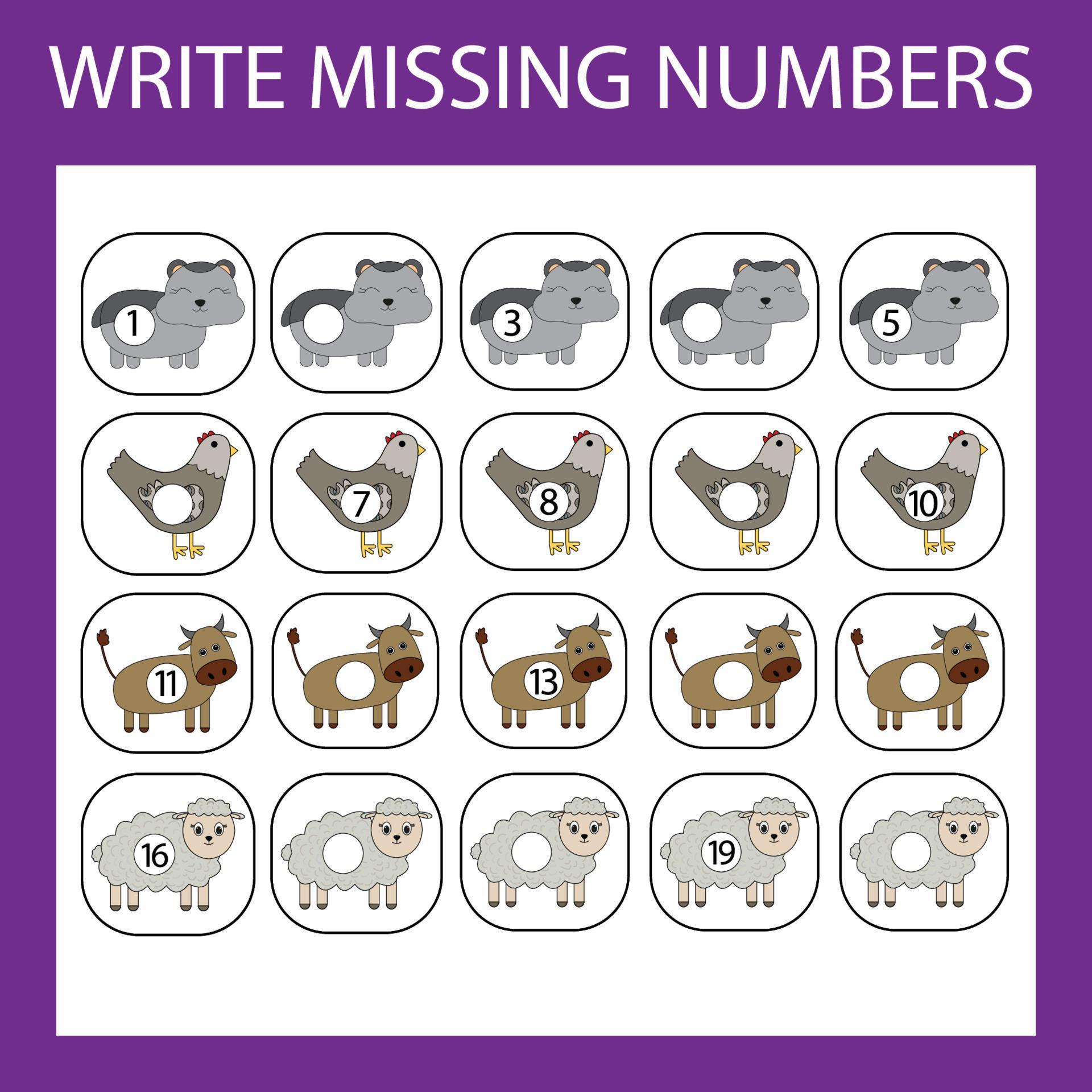 Write the missing numbers in the correct order 9544364 Vector Art at ...