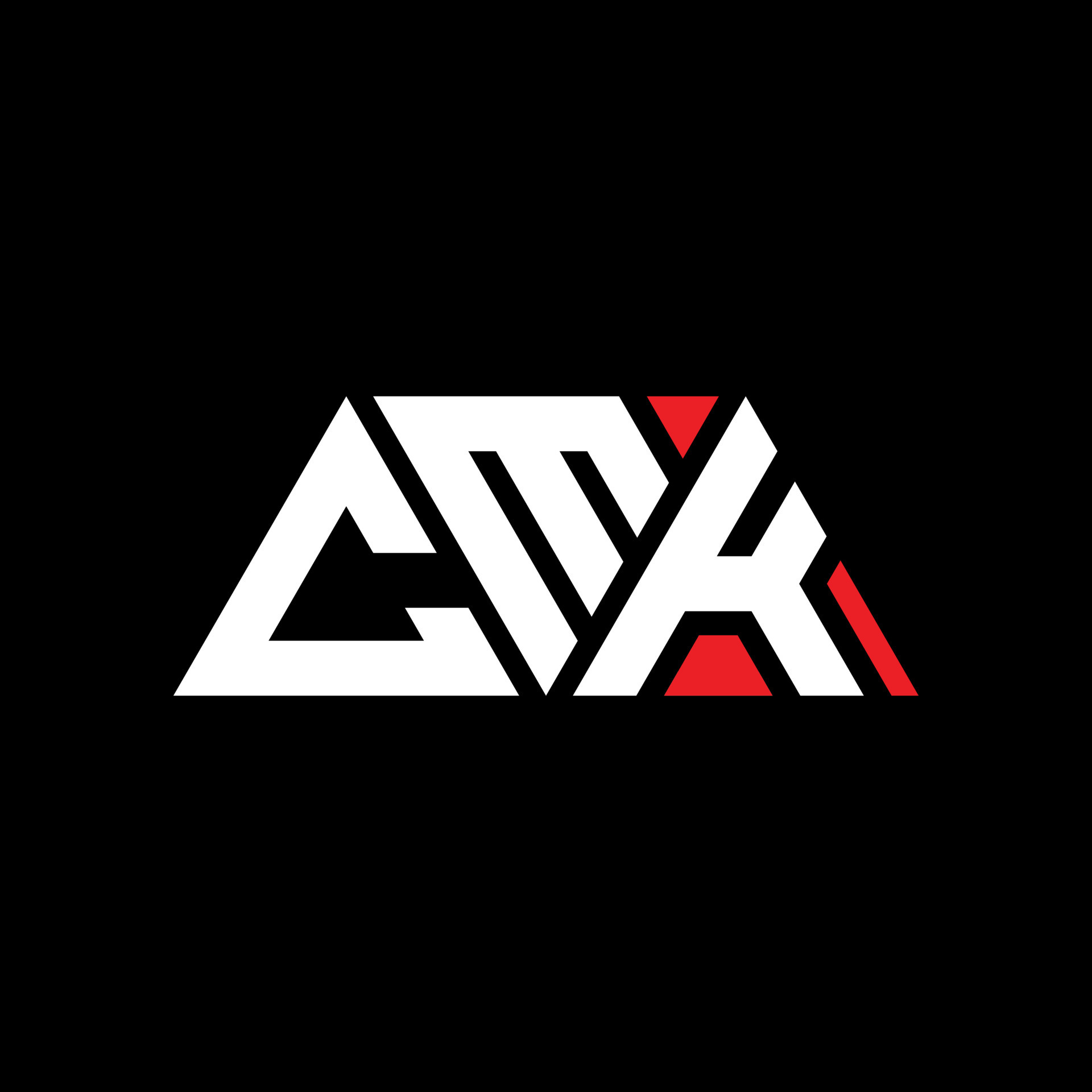Diseño de logotipo de letra triangular cmk con forma de triángulo. monograma de diseño de ...