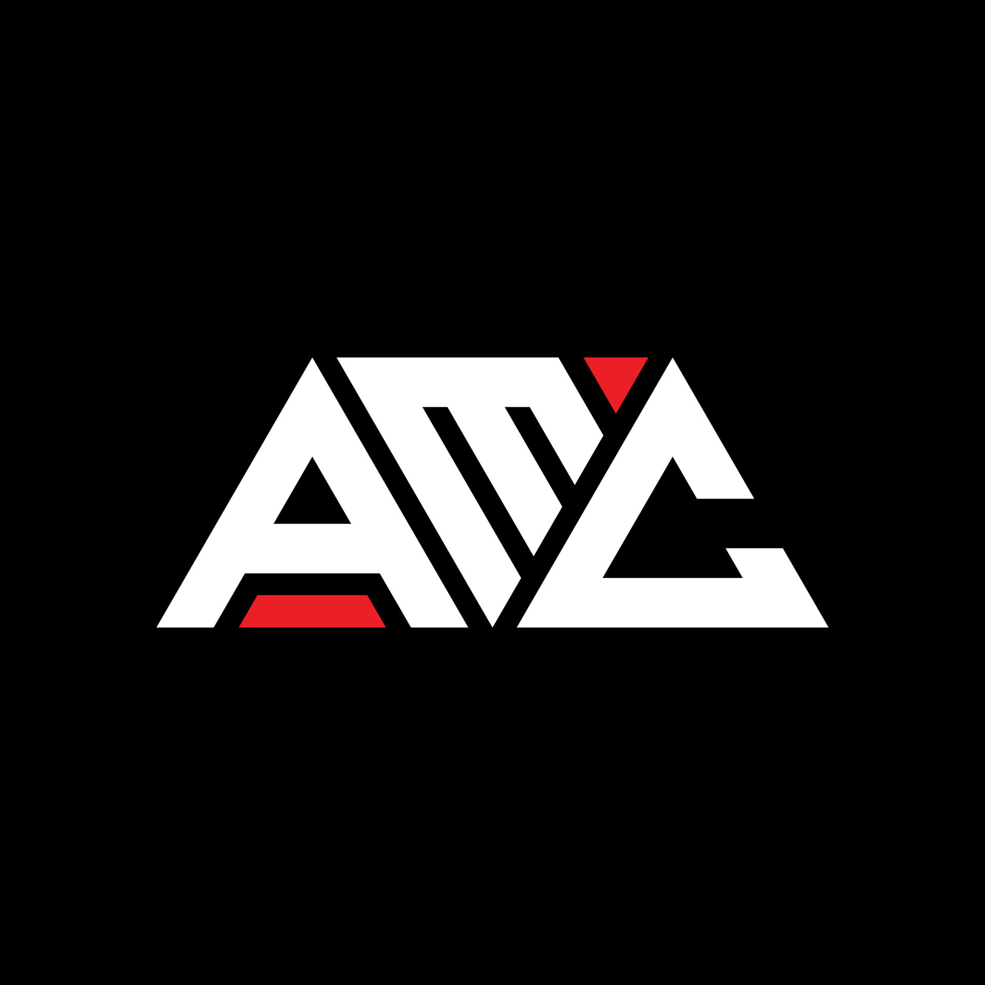 diseño de logotipo de letra de triángulo amc con forma de triángulo. monograma de diseño del ...