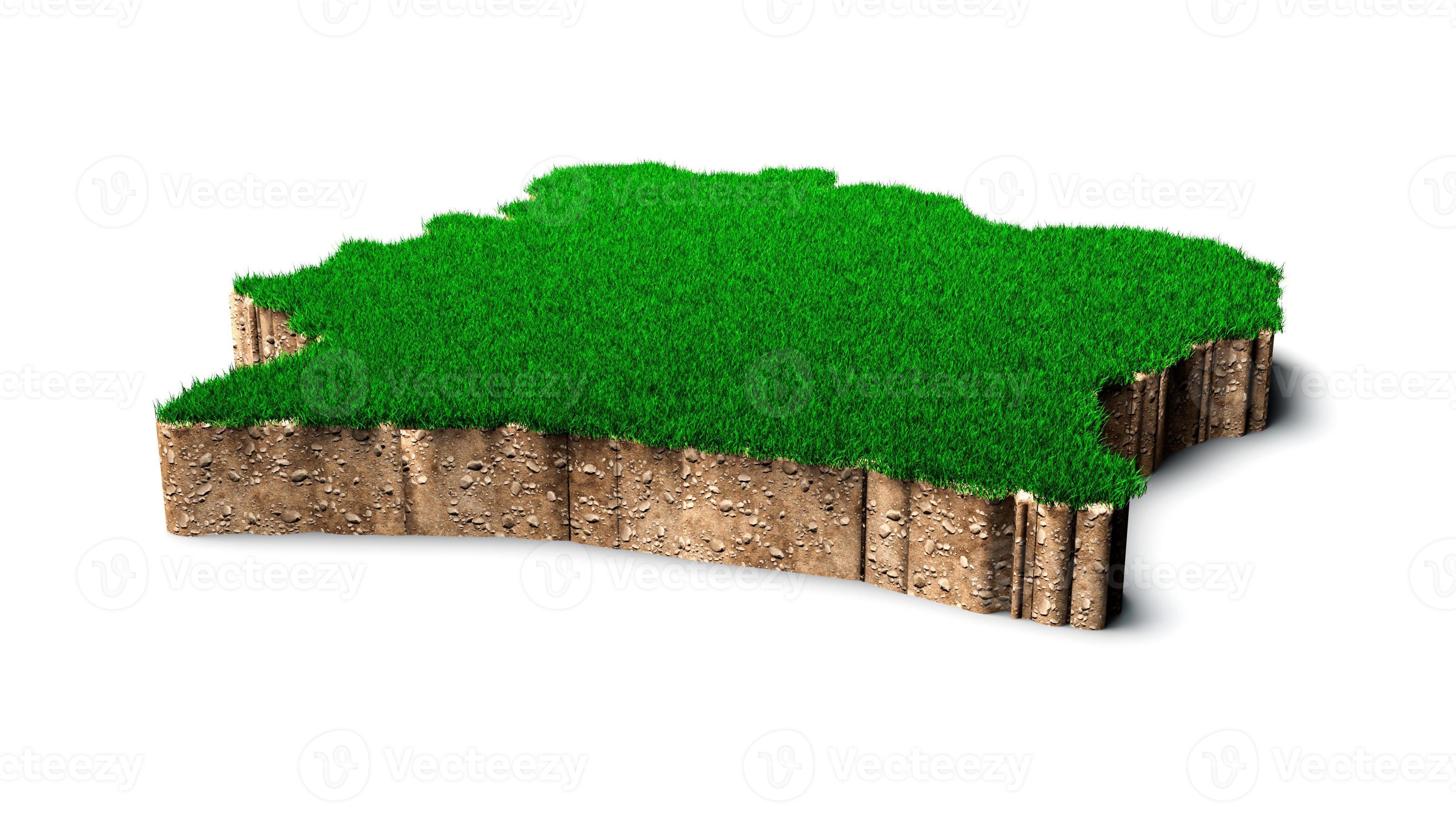 Ivory Coast Map soil land geology cross section with green grass and ... Ivory Coast Map soil land geology cross section with green grass and ...