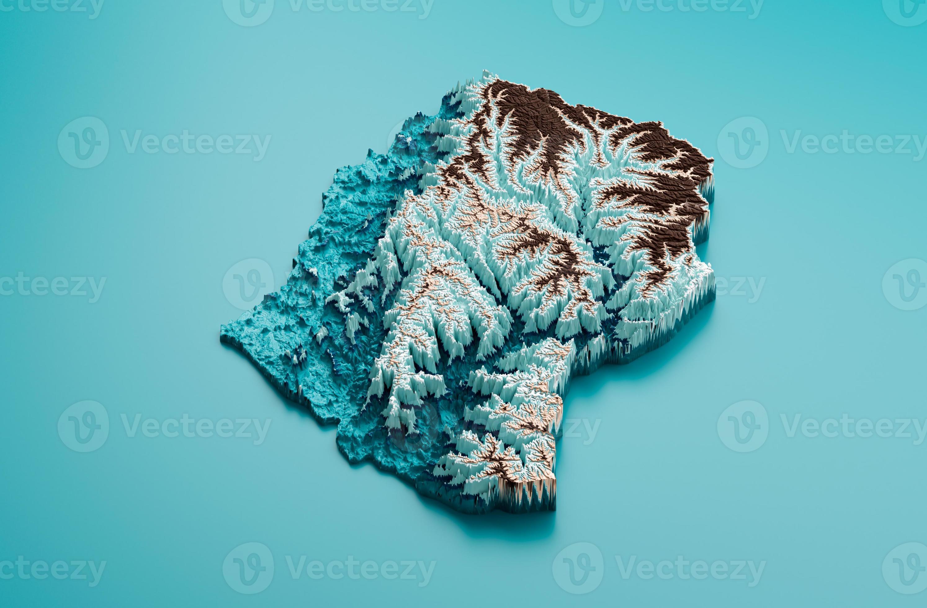 Mapa Topográfico De Lesoto Mapa De Relieve Sombreado Espectral De Tinte