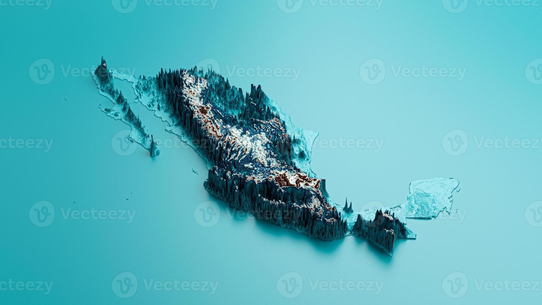 Mapa Topográfico De México Hipsométrico Elevación Mexicana Tinte