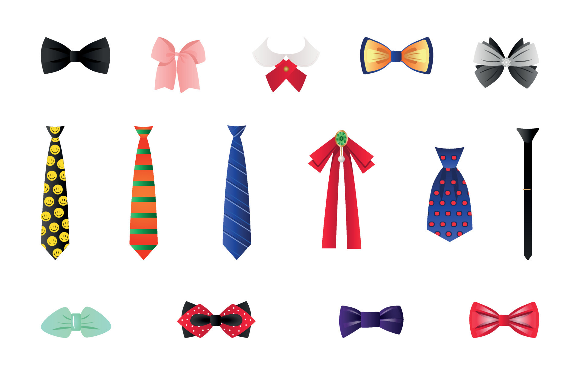 Set of Neckties and Bow Ties 9566882 Vector Art at Vecteezy