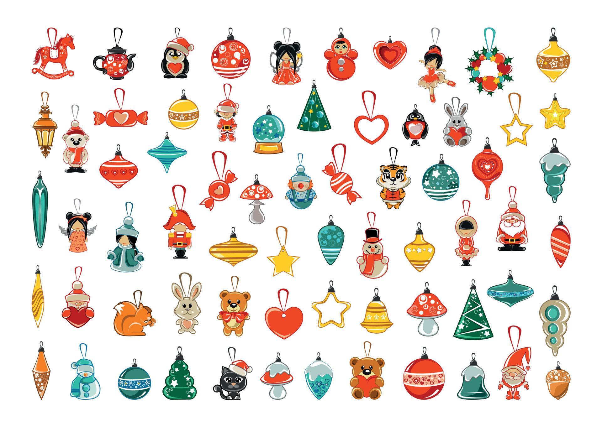 Set of Christmas Toys 9566947 Vector Art at Vecteezy