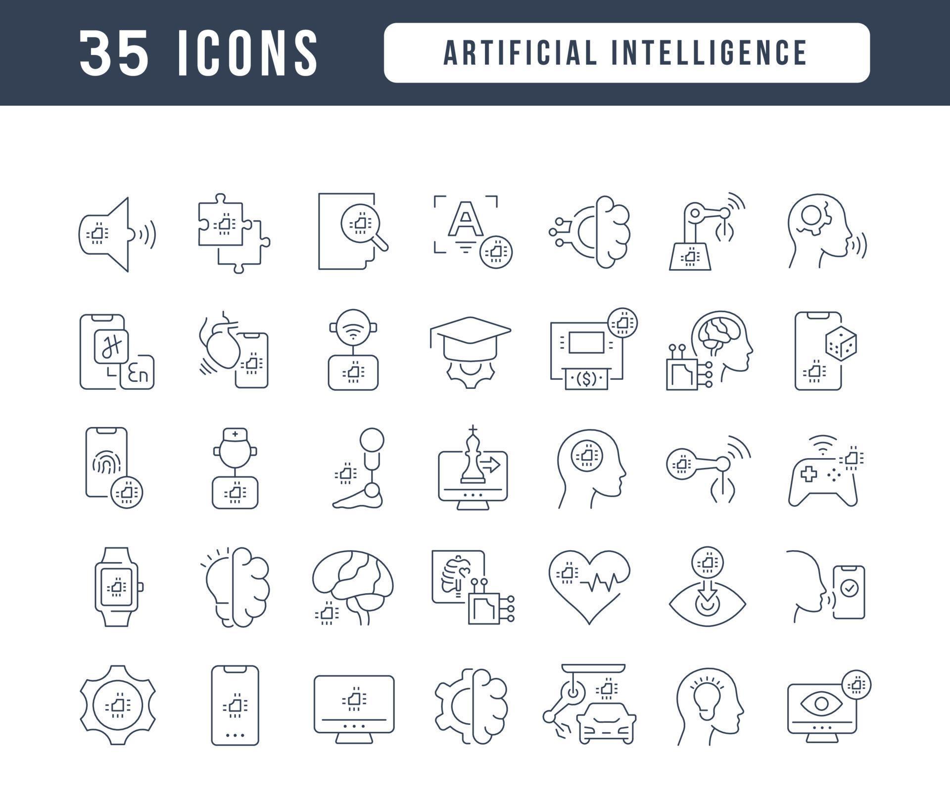 Set of linear icons of Artificial Intelligence 9567014 Vector Art at ...
