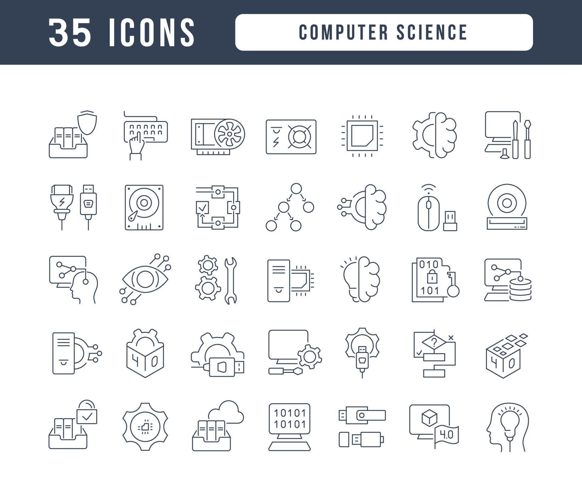 Set of linear icons of Computer Science 9567112 Vector Art at Vecteezy