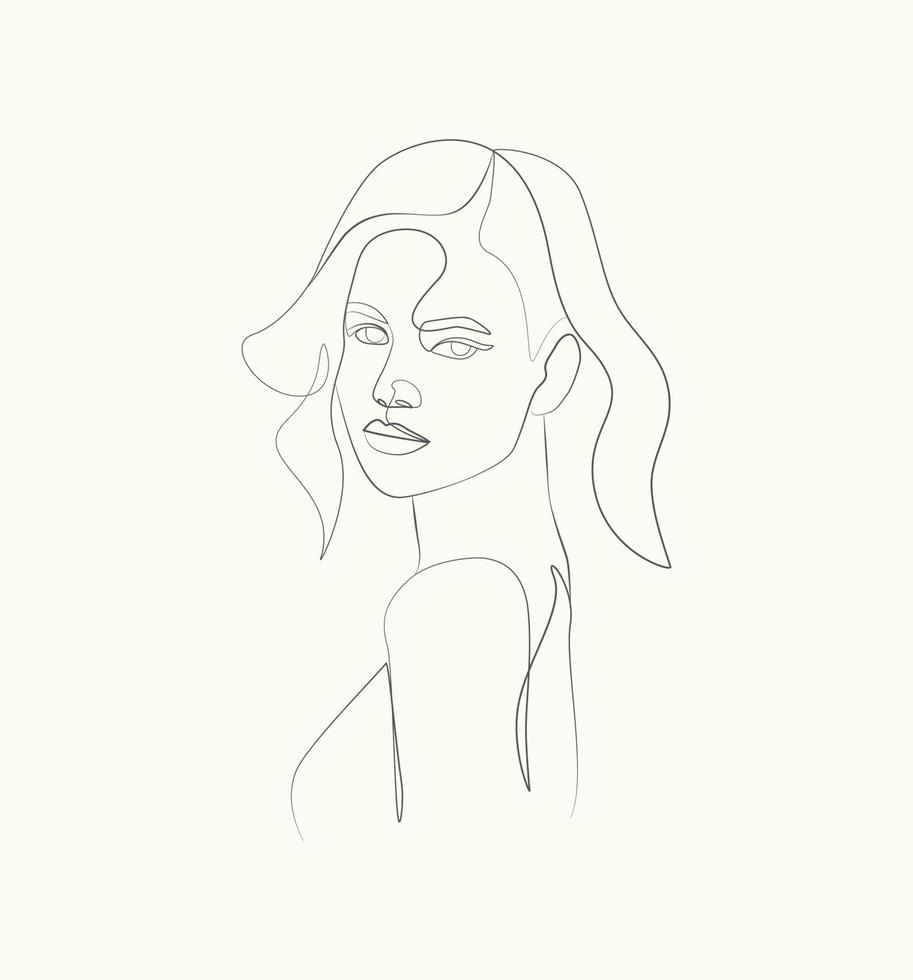 Abstract Beauty Woman Face And Body Line Art Vector Drawing 9567173