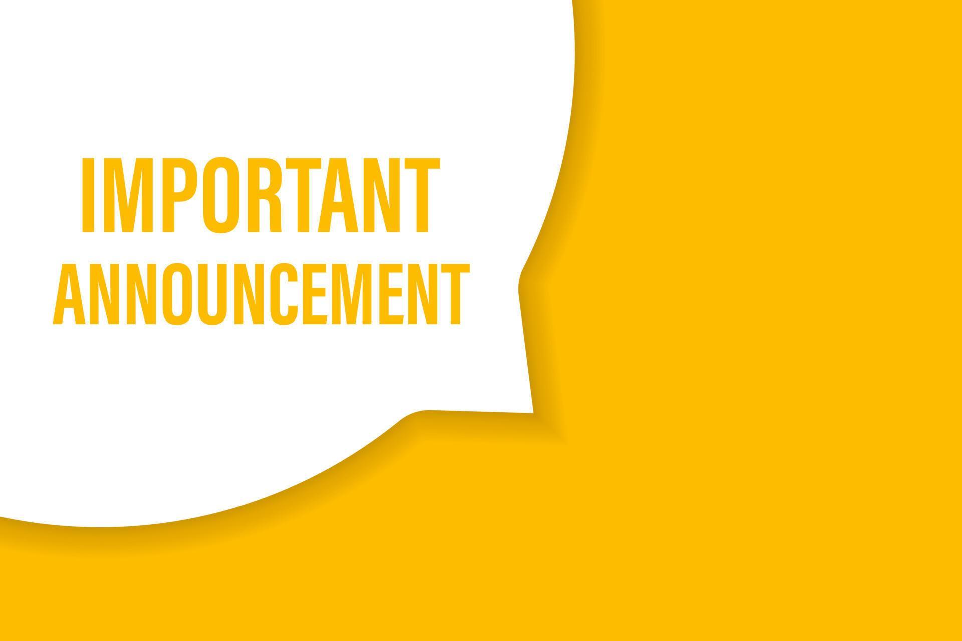 important announcement speech bubble banner vector with copy space for business, marketing ...