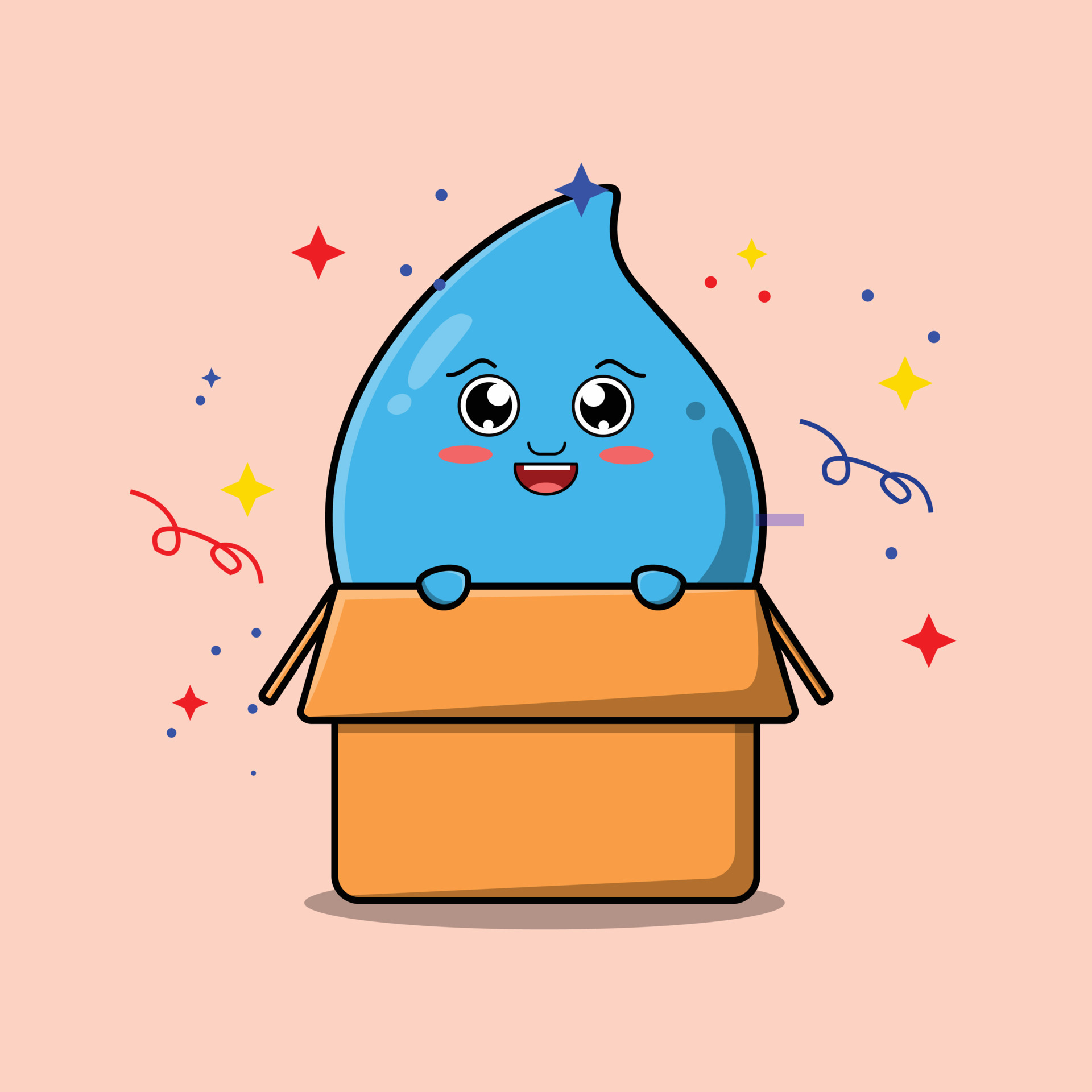 Cute Cartoon Water Drop Character Out From Box 9567611 Vector Art At Vecteezy