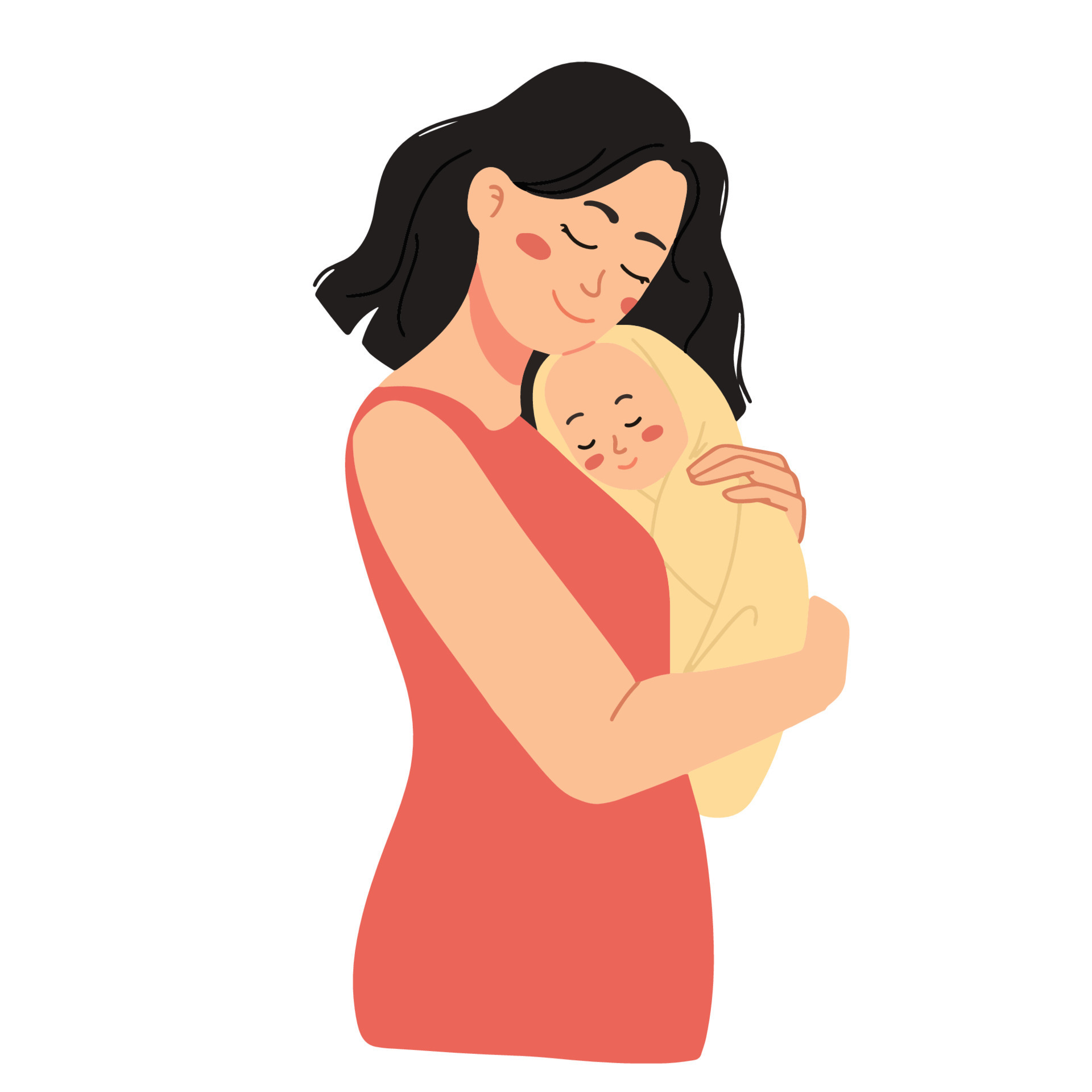 Mother hugging her newborn baby illustration 9572002 Vector Art at Vecteezy