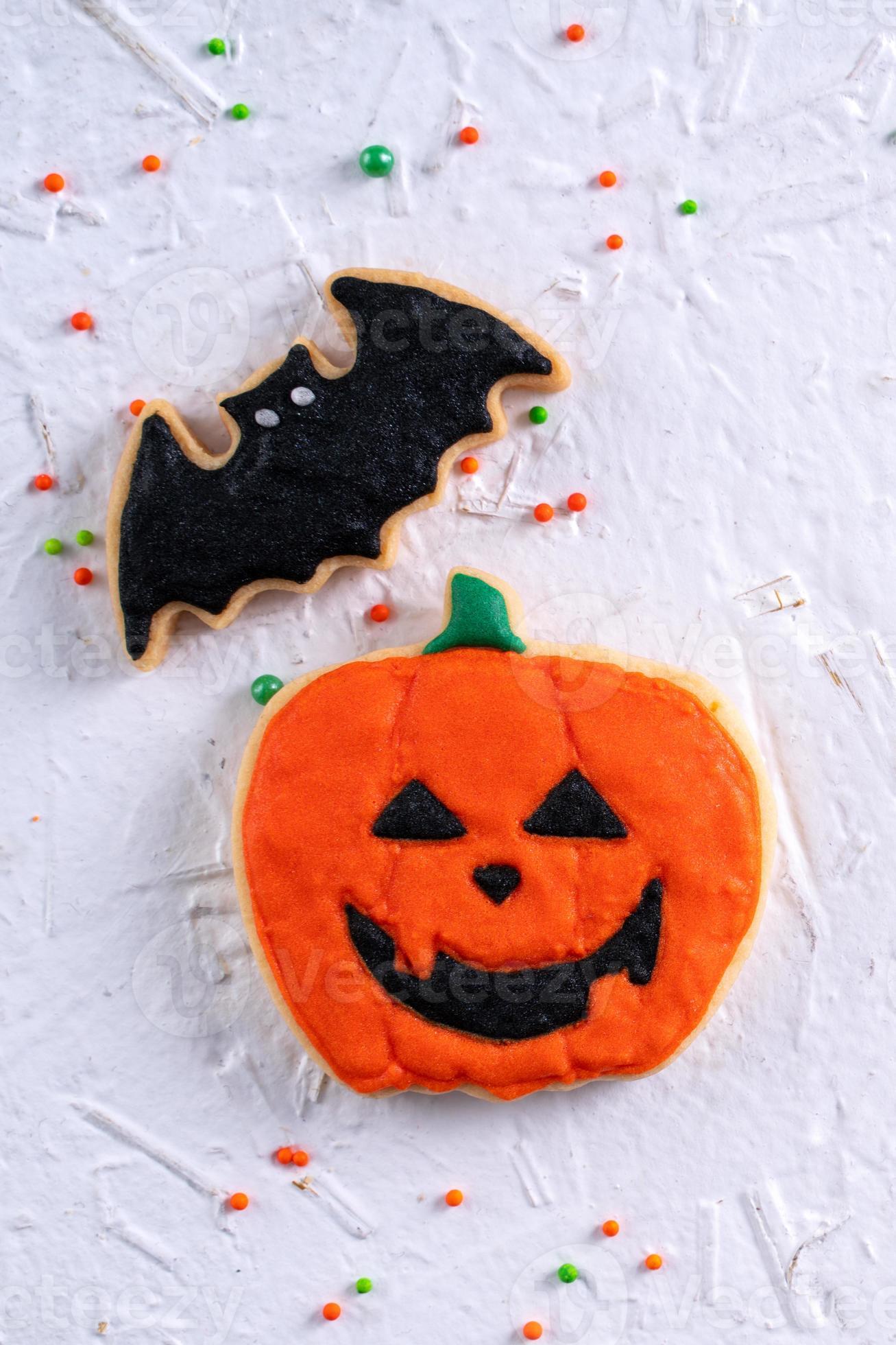 Top View Of Halloween Festive Decorated Icing Sugar Cookies On White Background 9576462 Stock