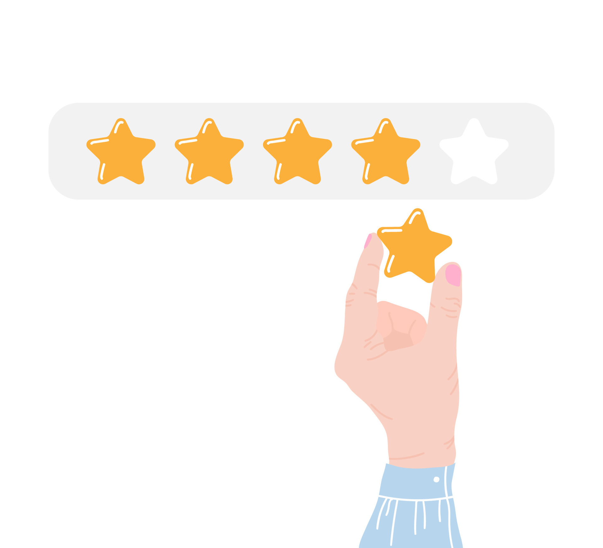 Hand of customer holding review star. Hand giving five star rating ... Hand of customer holding review star. Hand giving five star rating ...