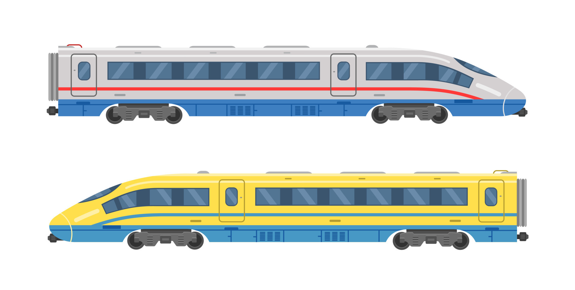 High-speed train or passenger express in two colors. Vector illustration isolated on white ...