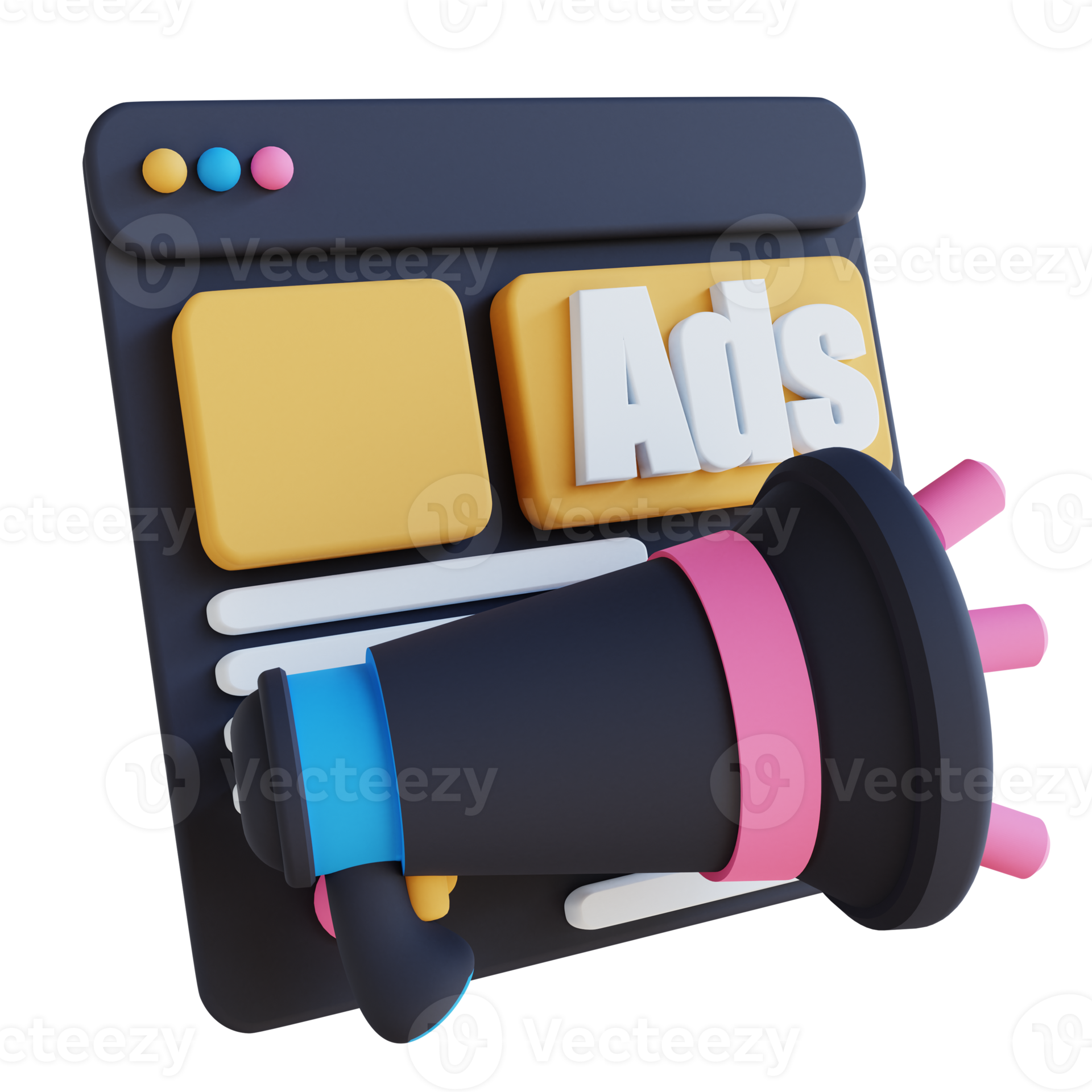 3D illustration website advertising online 9583727 PNG