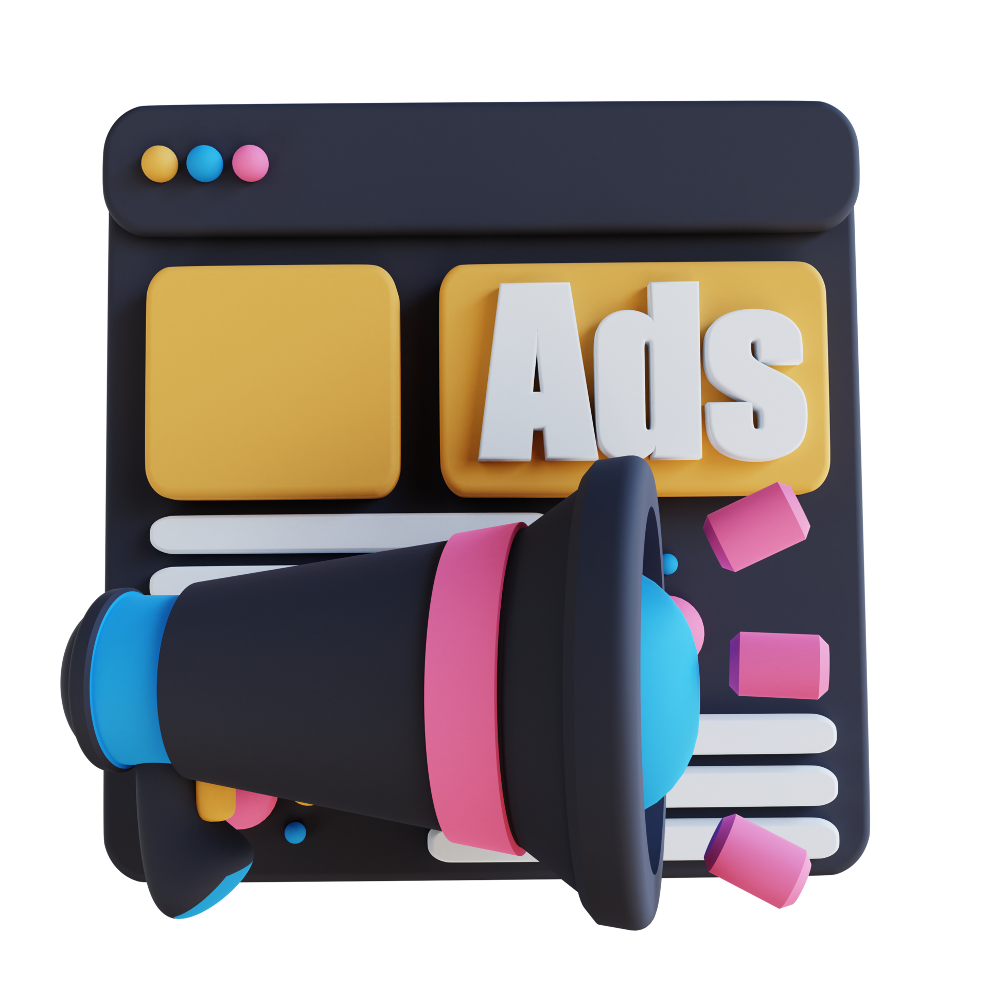 3D illustration website advertising online 9584465 PNG