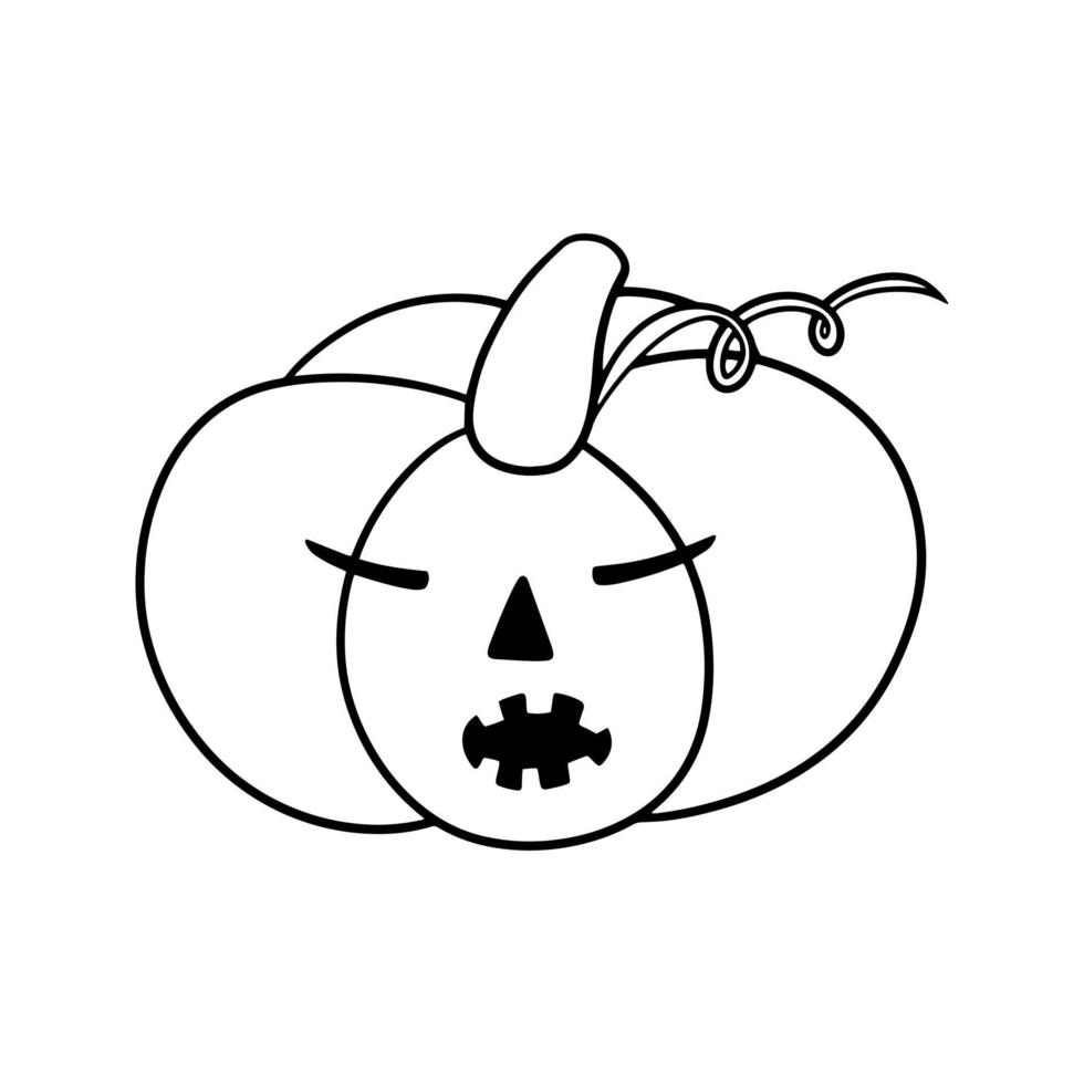 Monochrome picture, pumpkin character sleeping, Cute Halloween pumpkin ...