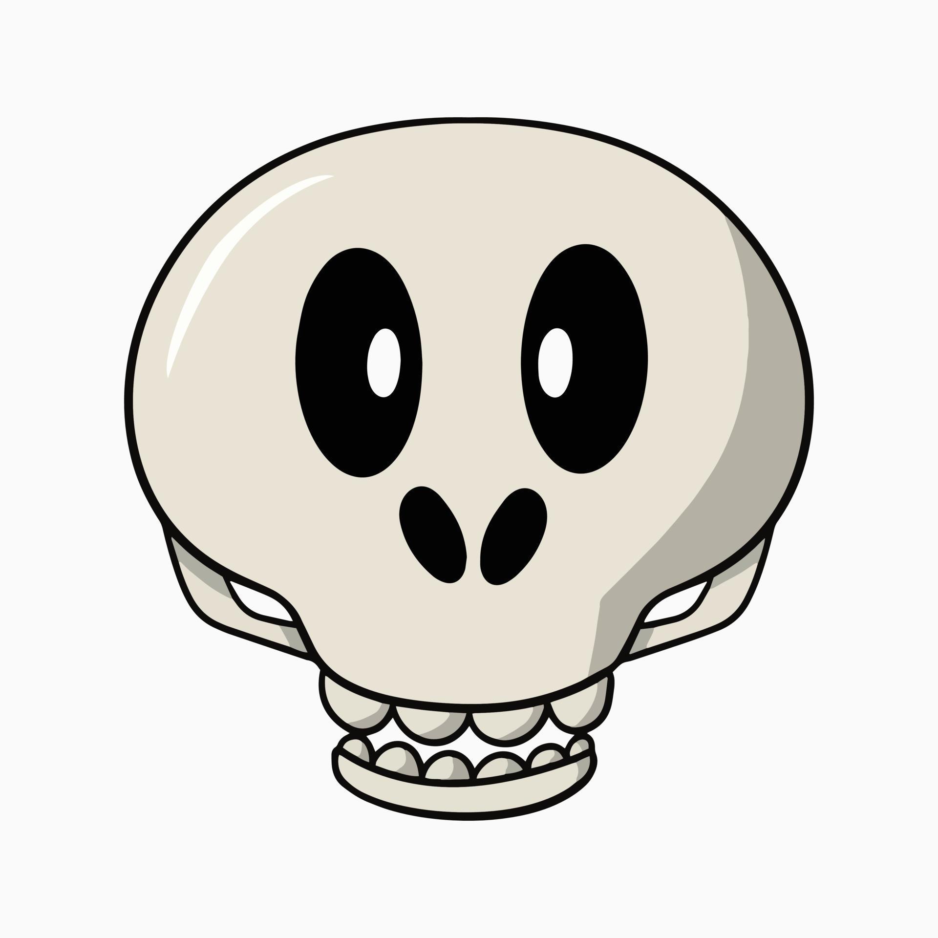 Funny Cute Cartoon Skull For Holiday Cute Smiling Skull Cartoon Style Vector Illustration On
