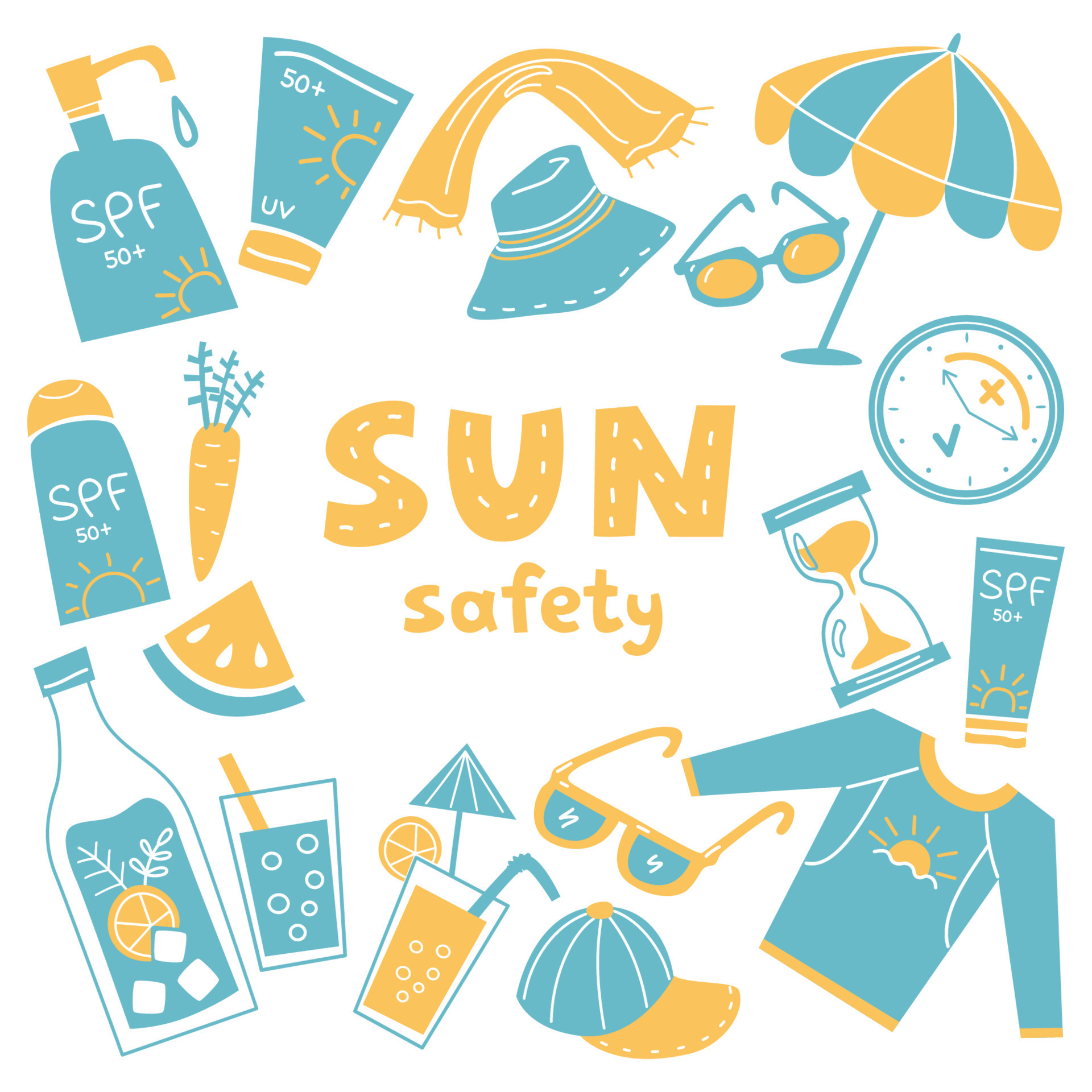 Sun Safety Tips Poster With Sun Protection Elements 9588001 Vector Art