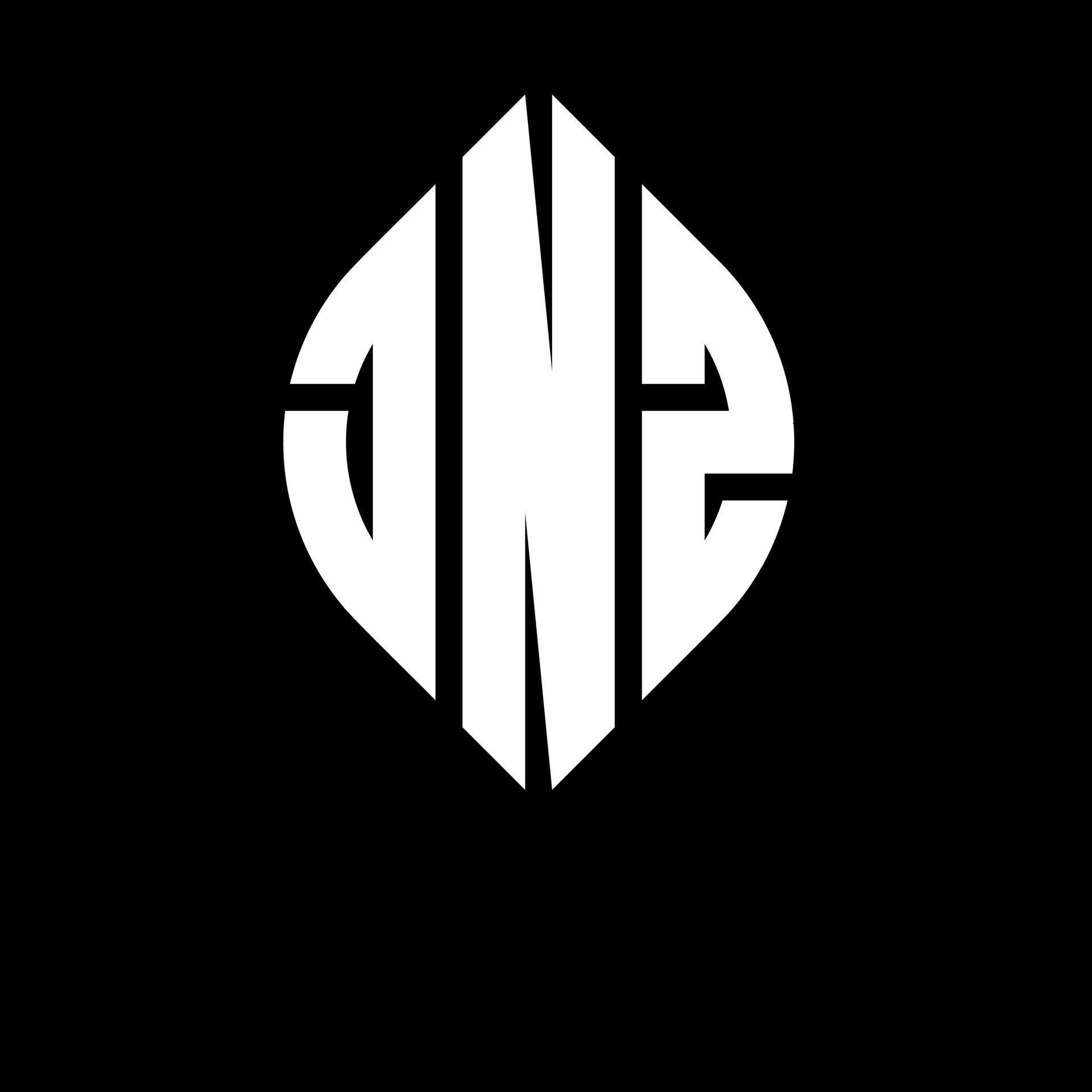 JNZ circle letter logo design with circle and ellipse shape. JNZ ellipse letters with ...