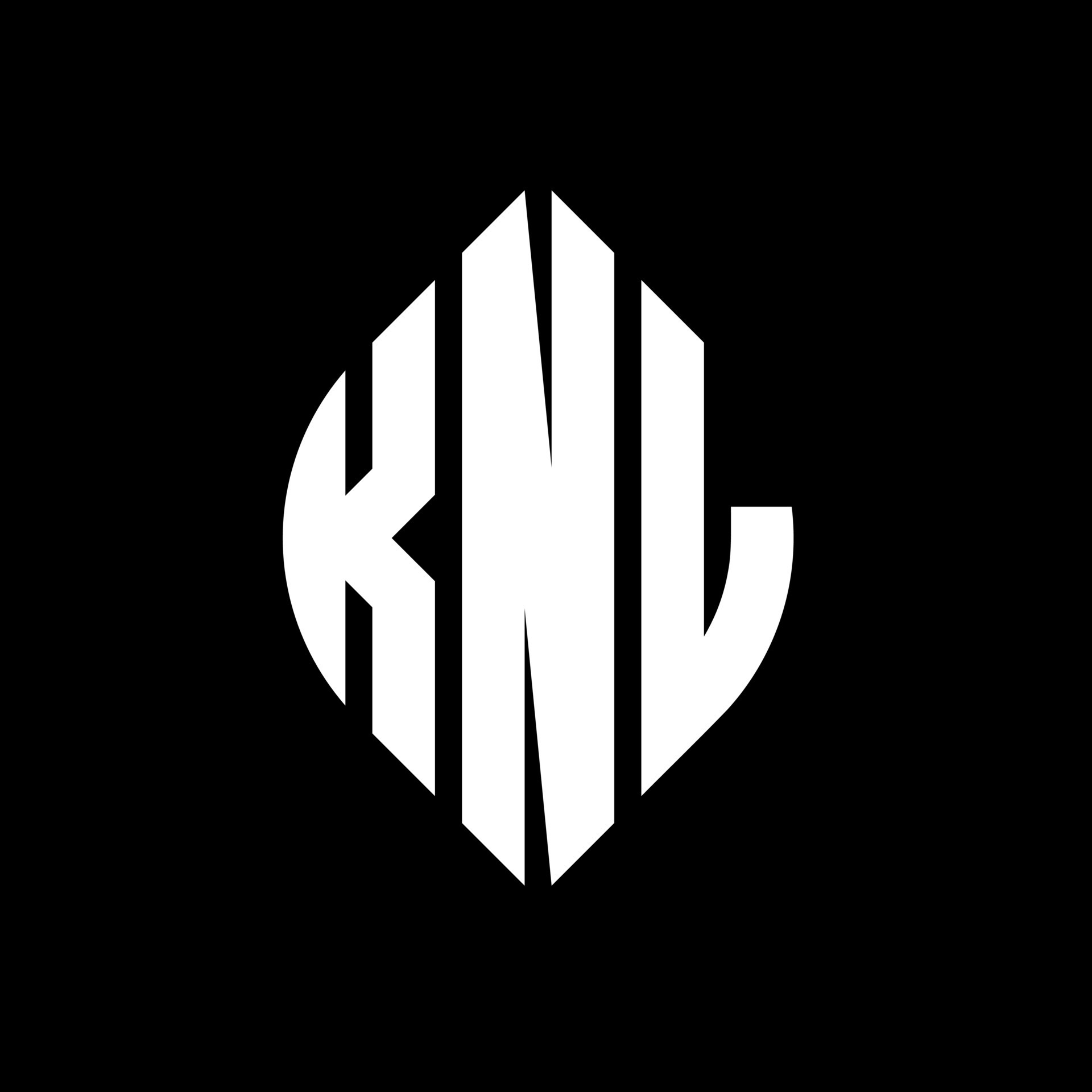 diseño de logotipo de letra de círculo knl con forma de círculo y elipse. knl letras elipses con ...