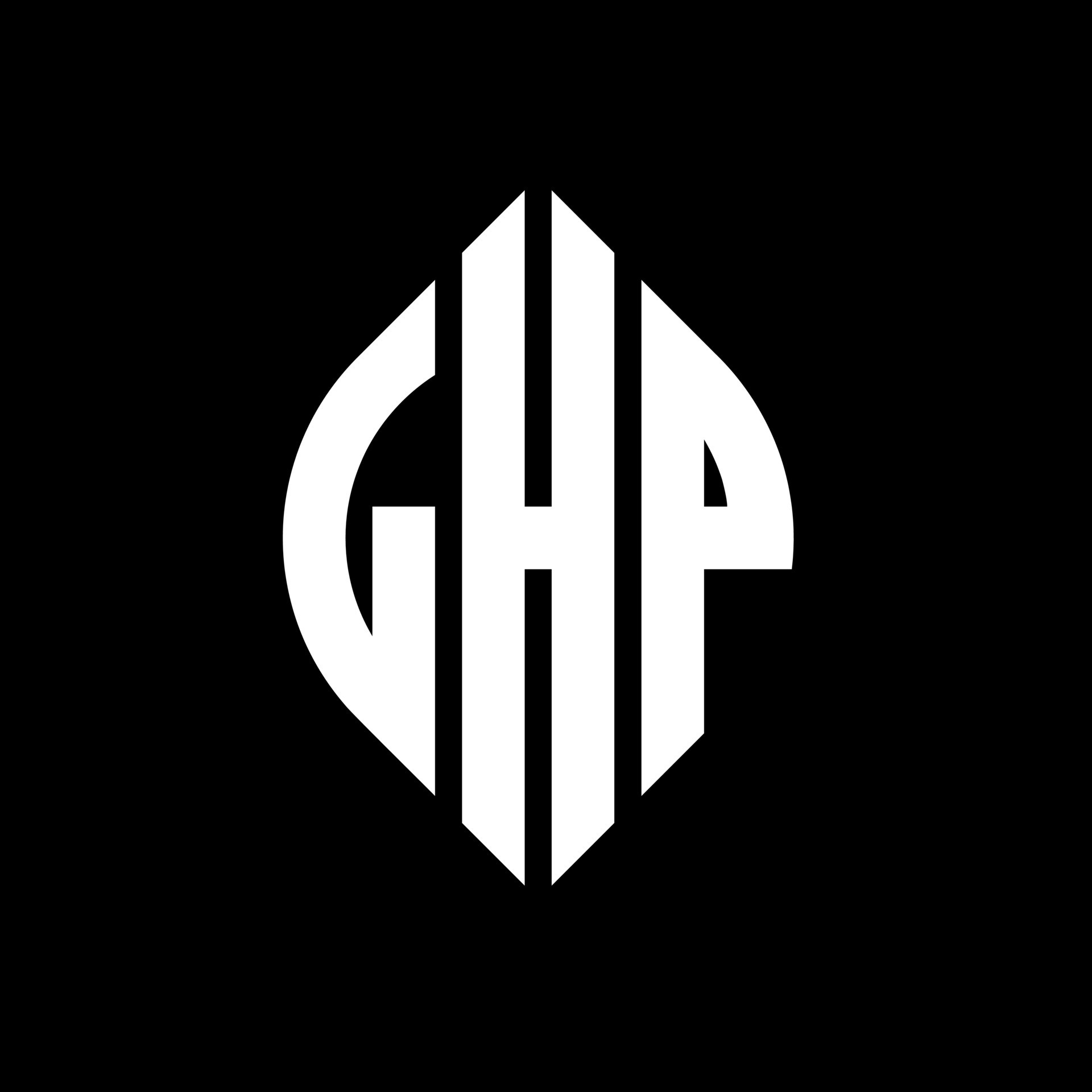 diseño de logotipo de letra circular lhp con forma de círculo y elipse. Letras de elipse lhp con ...