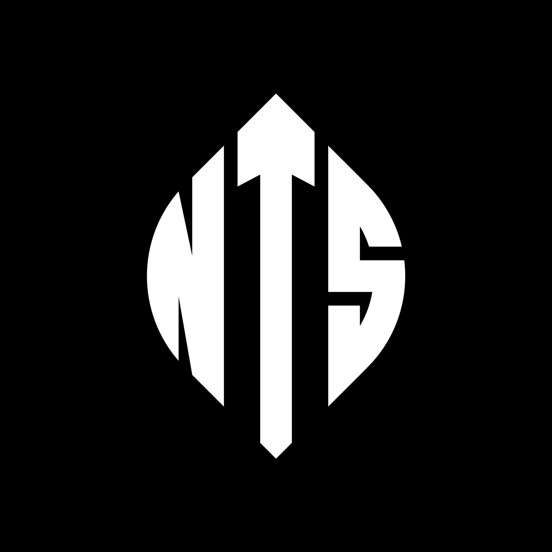 diseño de logotipo de letra de círculo de nts con forma de círculo y elipse. nts elipse letras ...