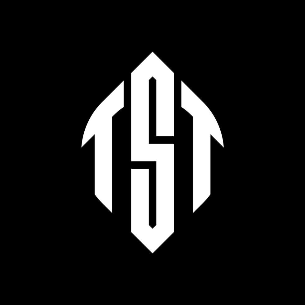 diseño de logotipo de letra de círculo tst con forma de círculo y elipse. tst letras elipses con ...
