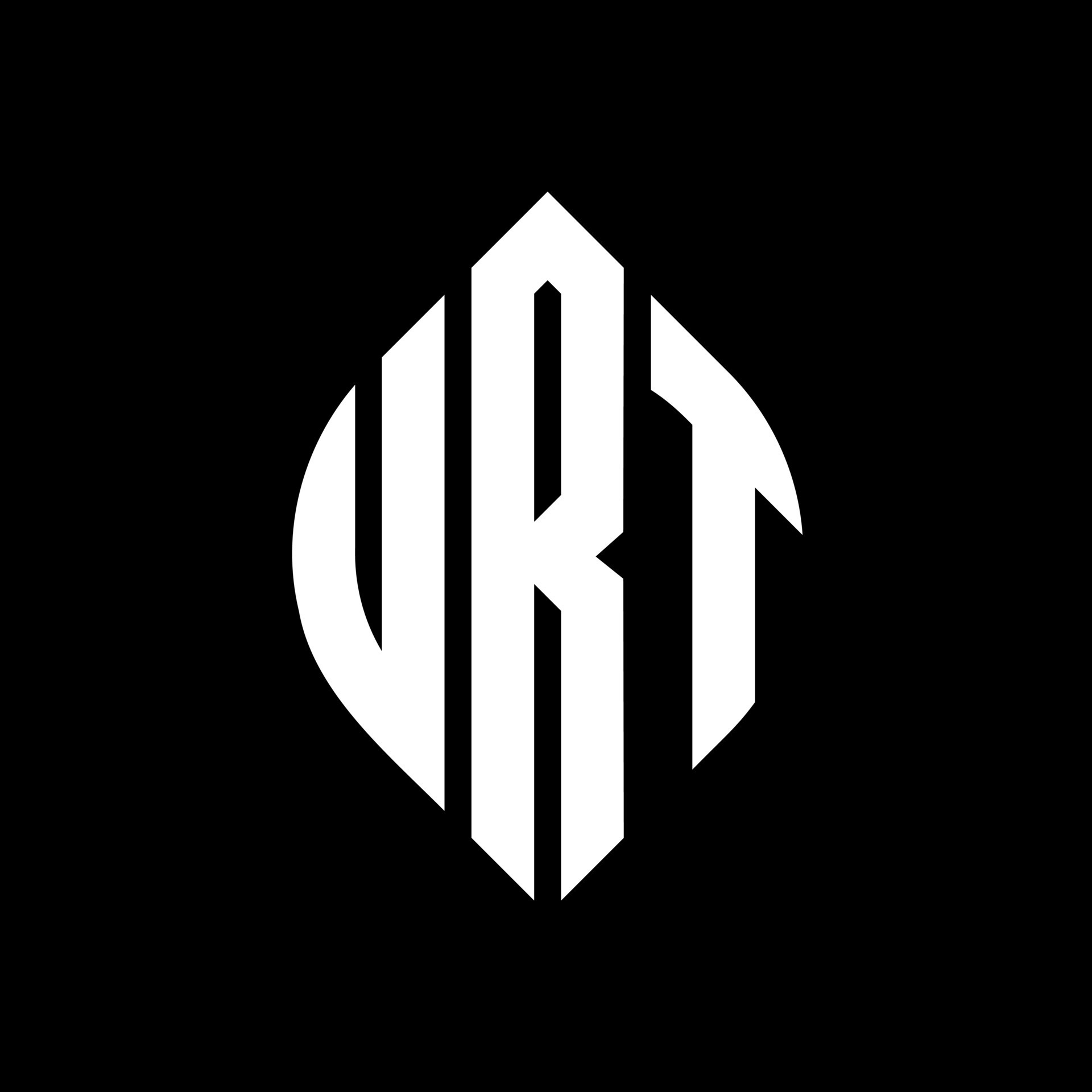 diseño de logotipo de letra de círculo urt con forma de círculo y elipse. Letras de elipse urt ...
