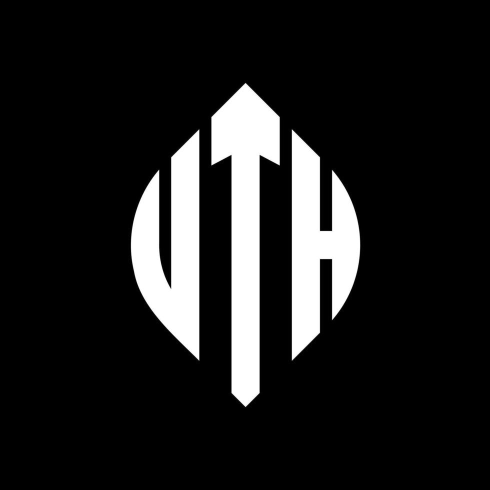 uth diseño de logotipo de letra circular con forma de círculo y elipse. uth letras elipses con ...