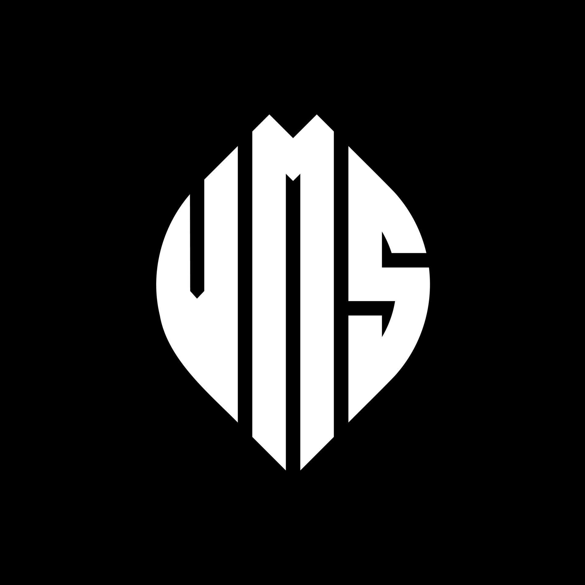 VMS circle letter logo design with circle and ellipse shape. VMS ellipse letters with ...