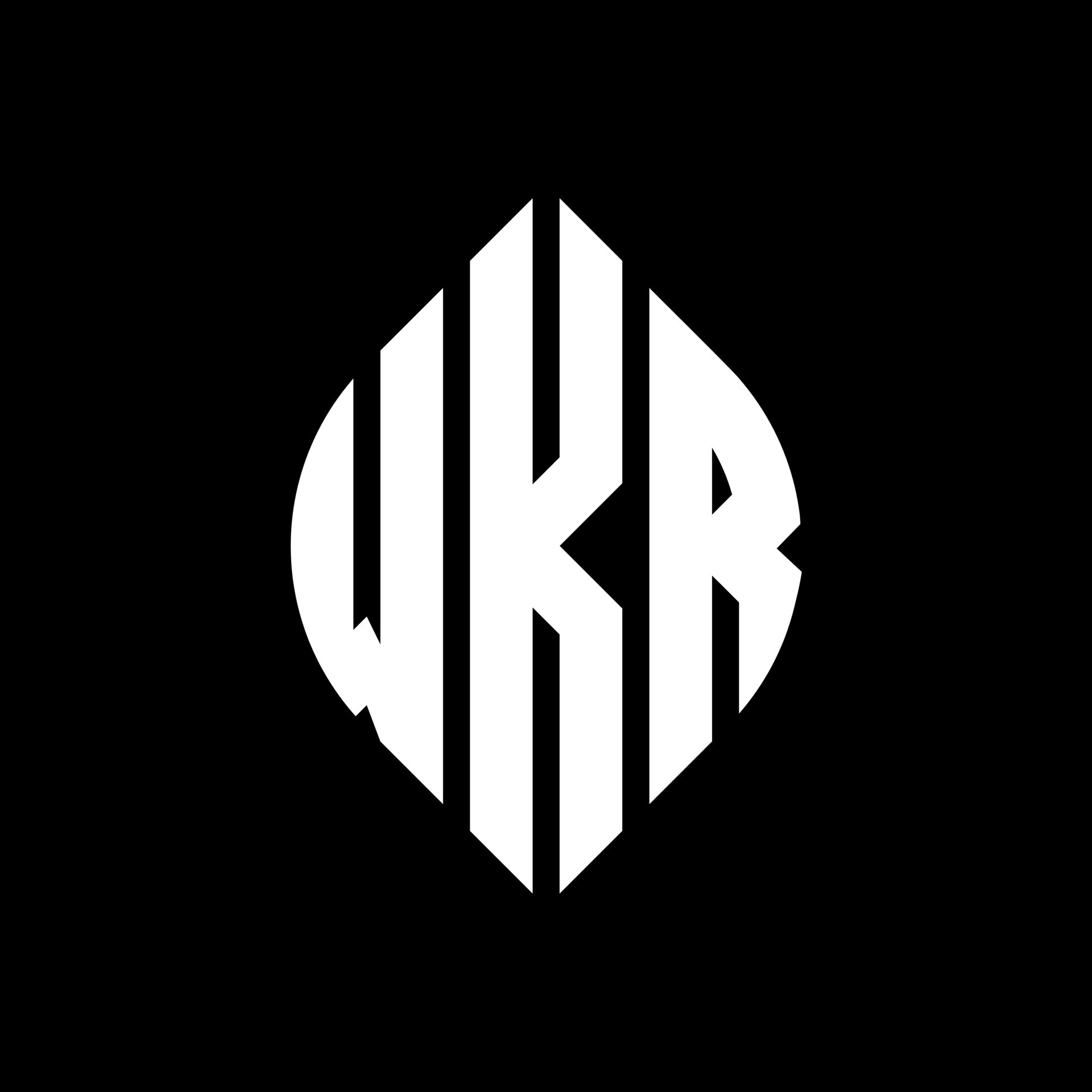 diseño de logotipo de letra de círculo wkr con forma de círculo y elipse. wkr letras elipses con ...
