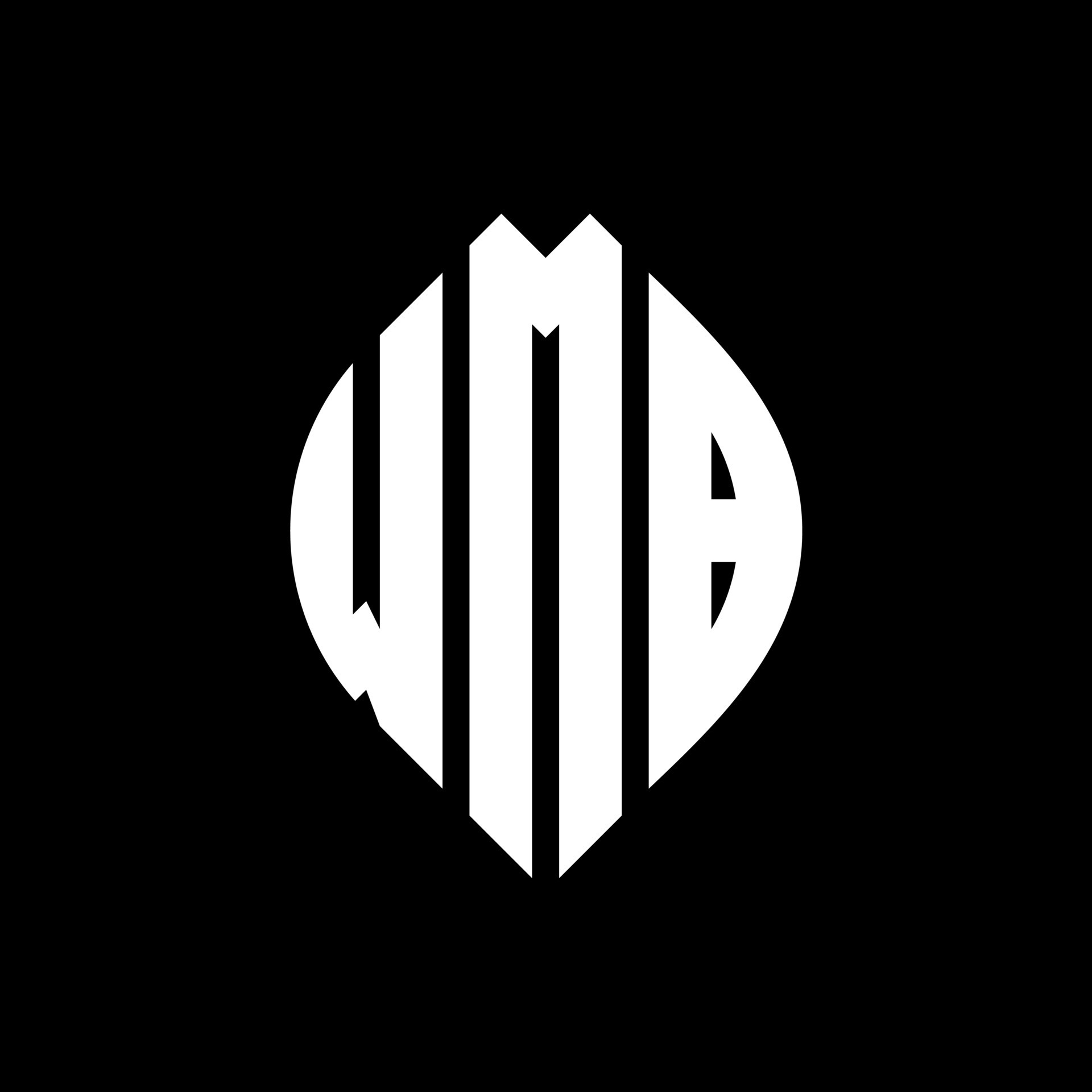 diseño de logotipo de letra de círculo wmb con forma de círculo y elipse. Letras de elipse wmb ...