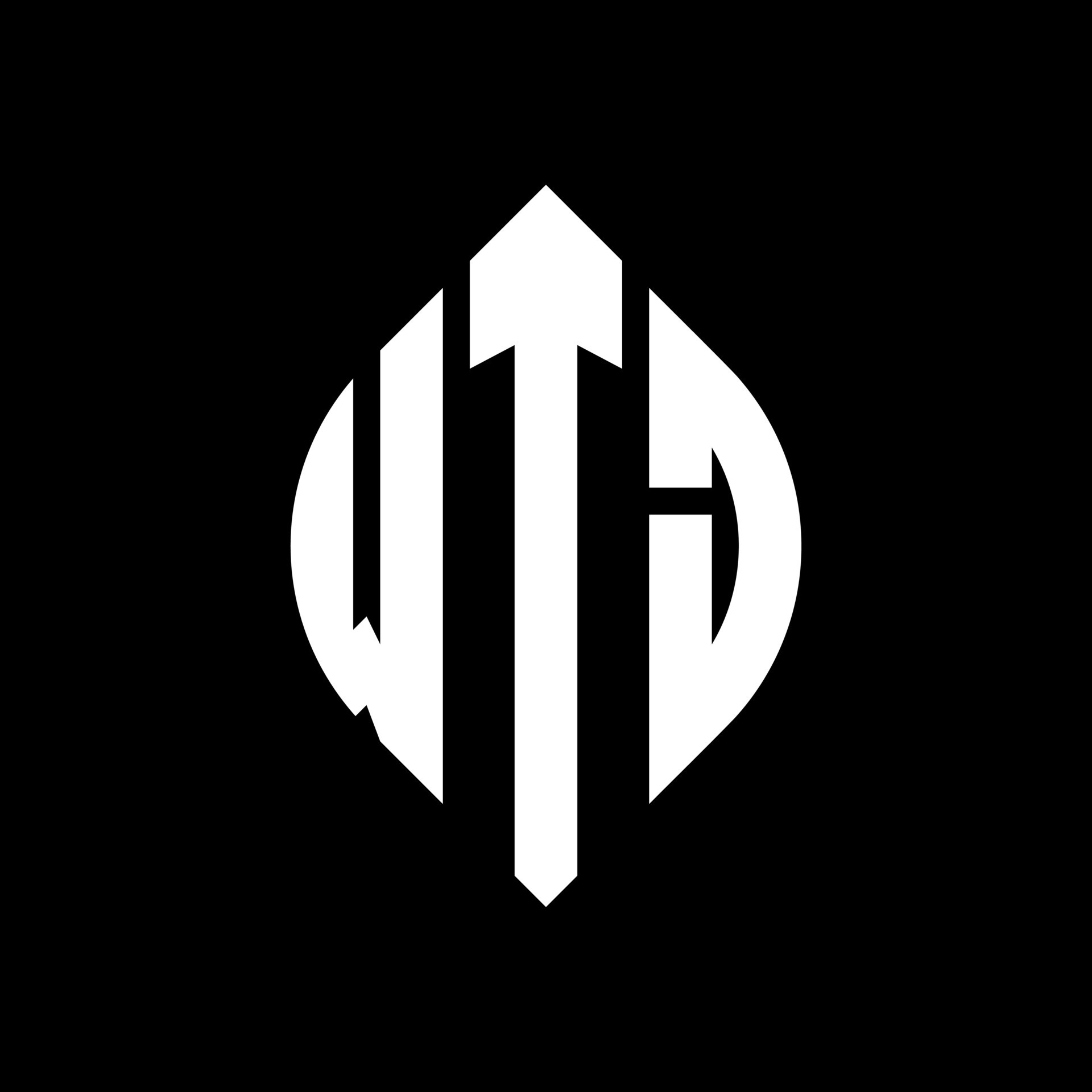 diseño de logotipo de letra de círculo wtj con forma de círculo y elipse. wtj letras elipses con ...