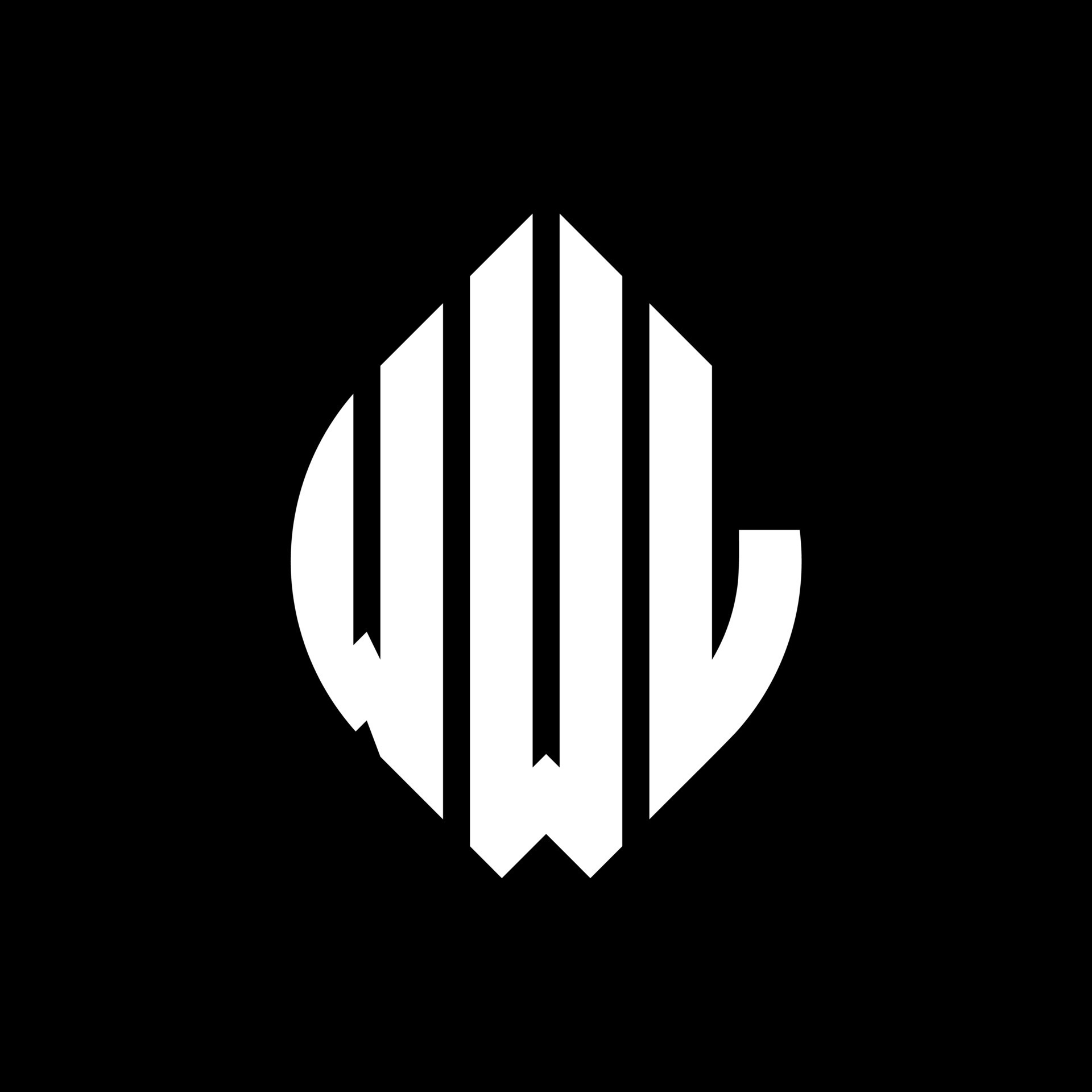 diseño de logotipo de letra wwl circle con forma de círculo y elipse. wwl elipse letras con ...
