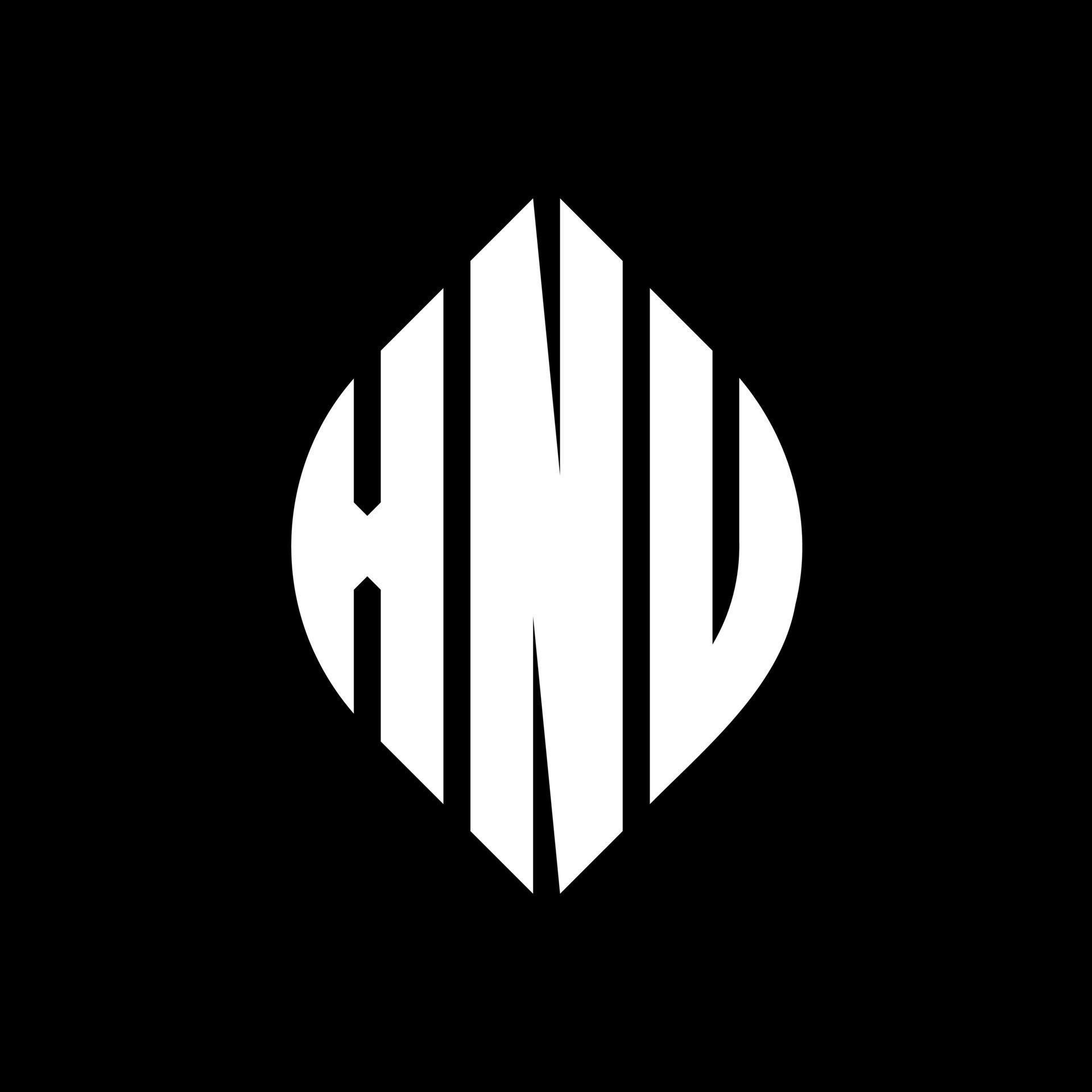 XNU circle letter logo design with circle and ellipse shape. XNU ellipse letters with ...